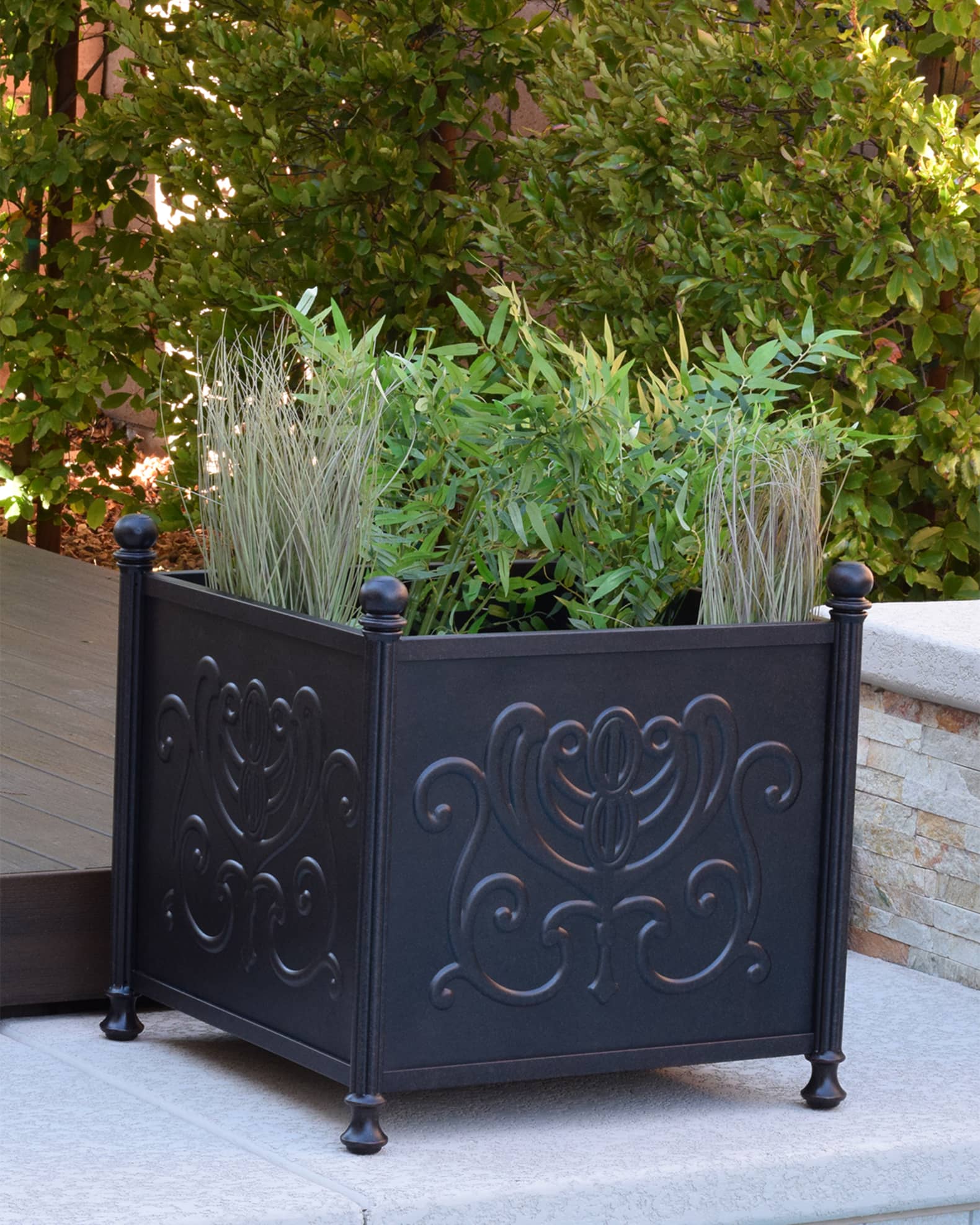 Hanamint Tuscany Outdoor 18" Small Square Planter Box | Neiman Marcus