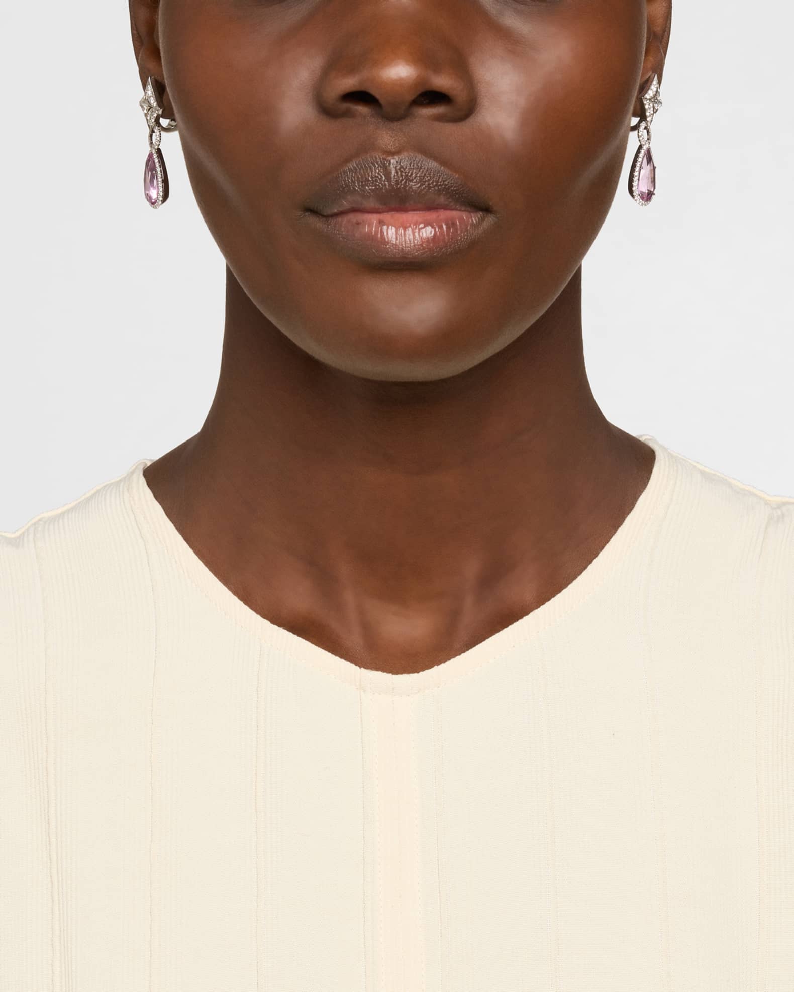 Robert Erich 18K White Gold Pink Topaz and Diamond Dangle Earrings ...