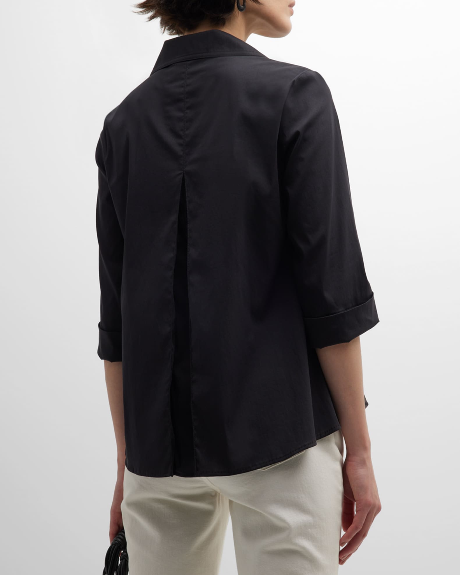 Finley 3/4-Sleeve Stretch Cotton Swing Shirt | Neiman Marcus