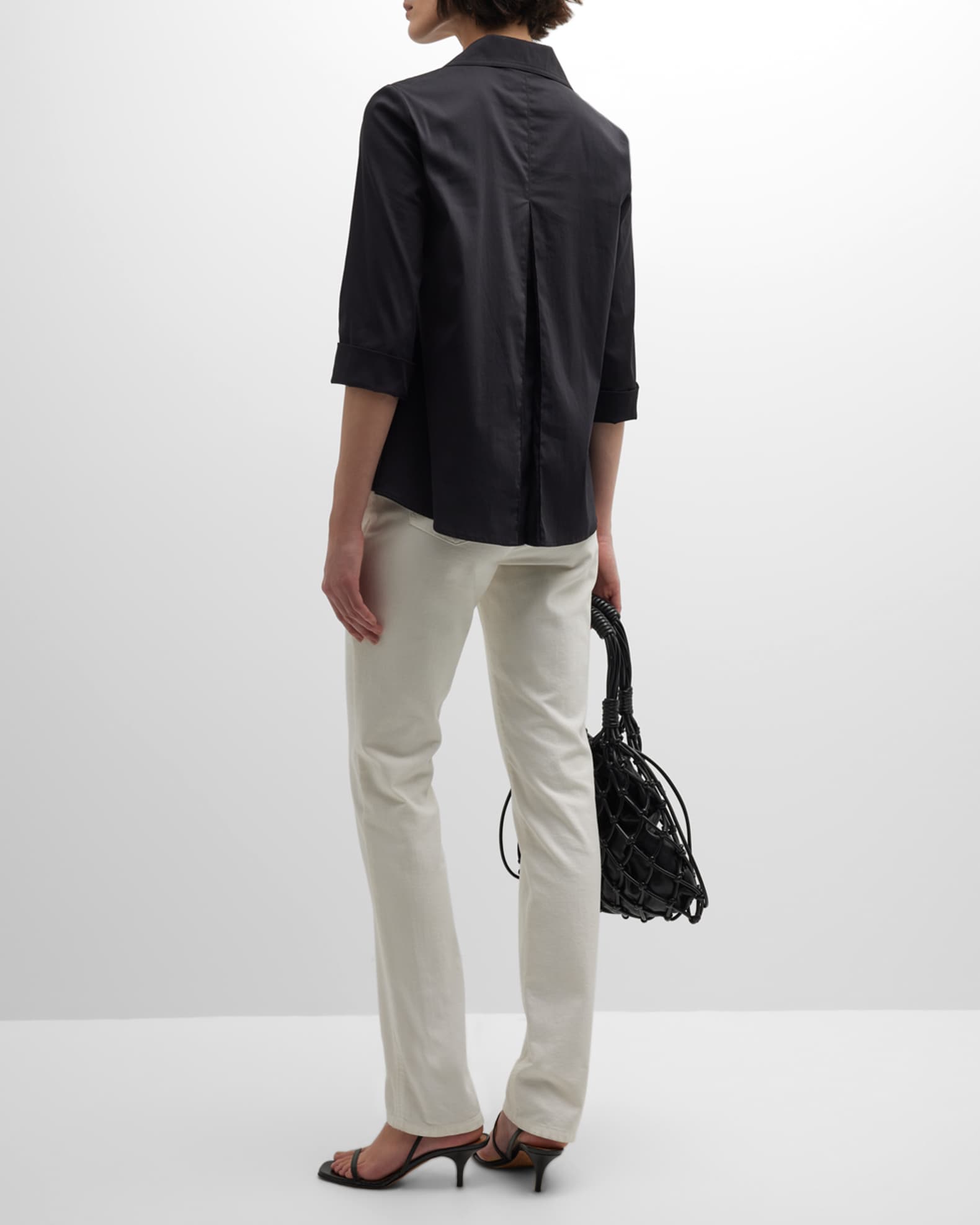 Finley 3/4-Sleeve Stretch Cotton Swing Shirt | Neiman Marcus