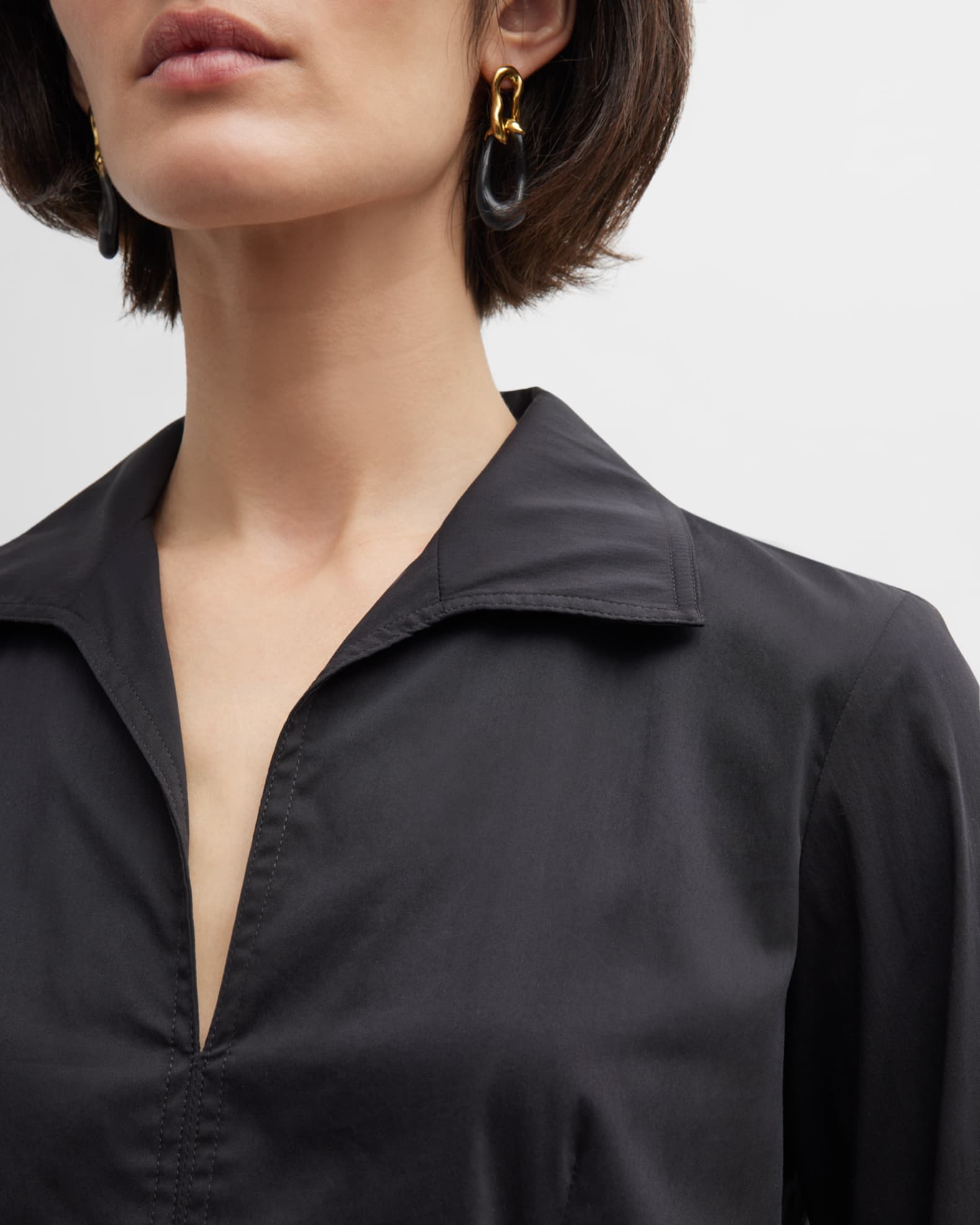 Finley 3/4-Sleeve Stretch Cotton Swing Shirt | Neiman Marcus
