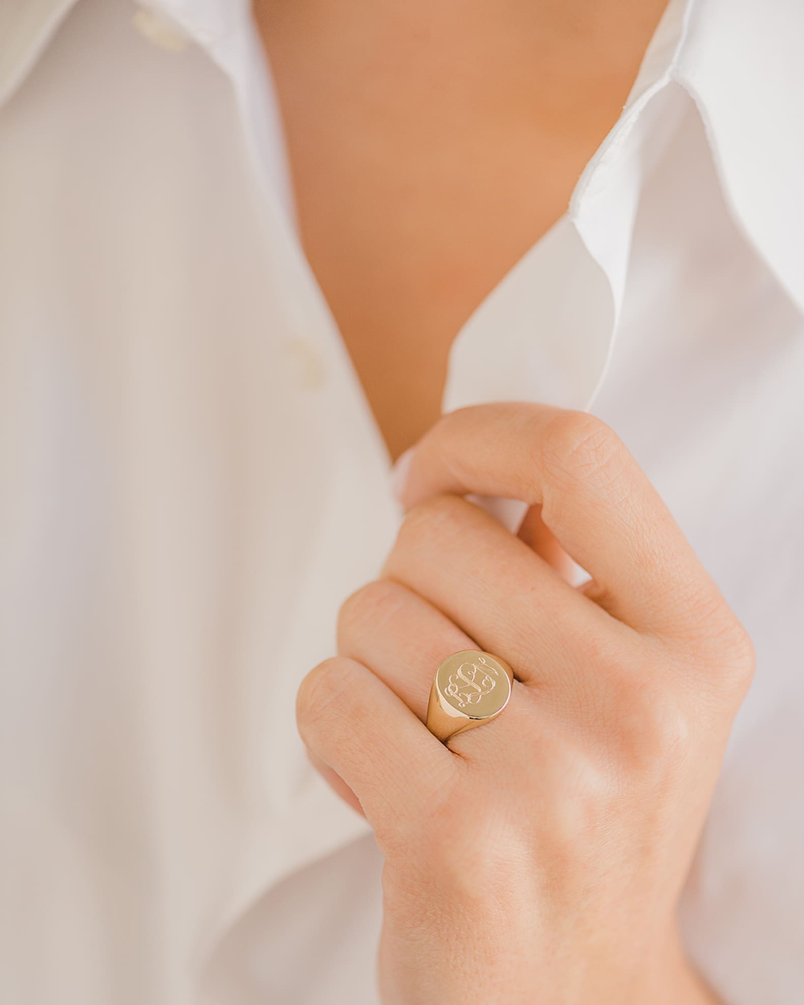 Zoe Lev Jewelry Large Personalized Initial Signet Ring, Size 4-8 | Neiman Marcus