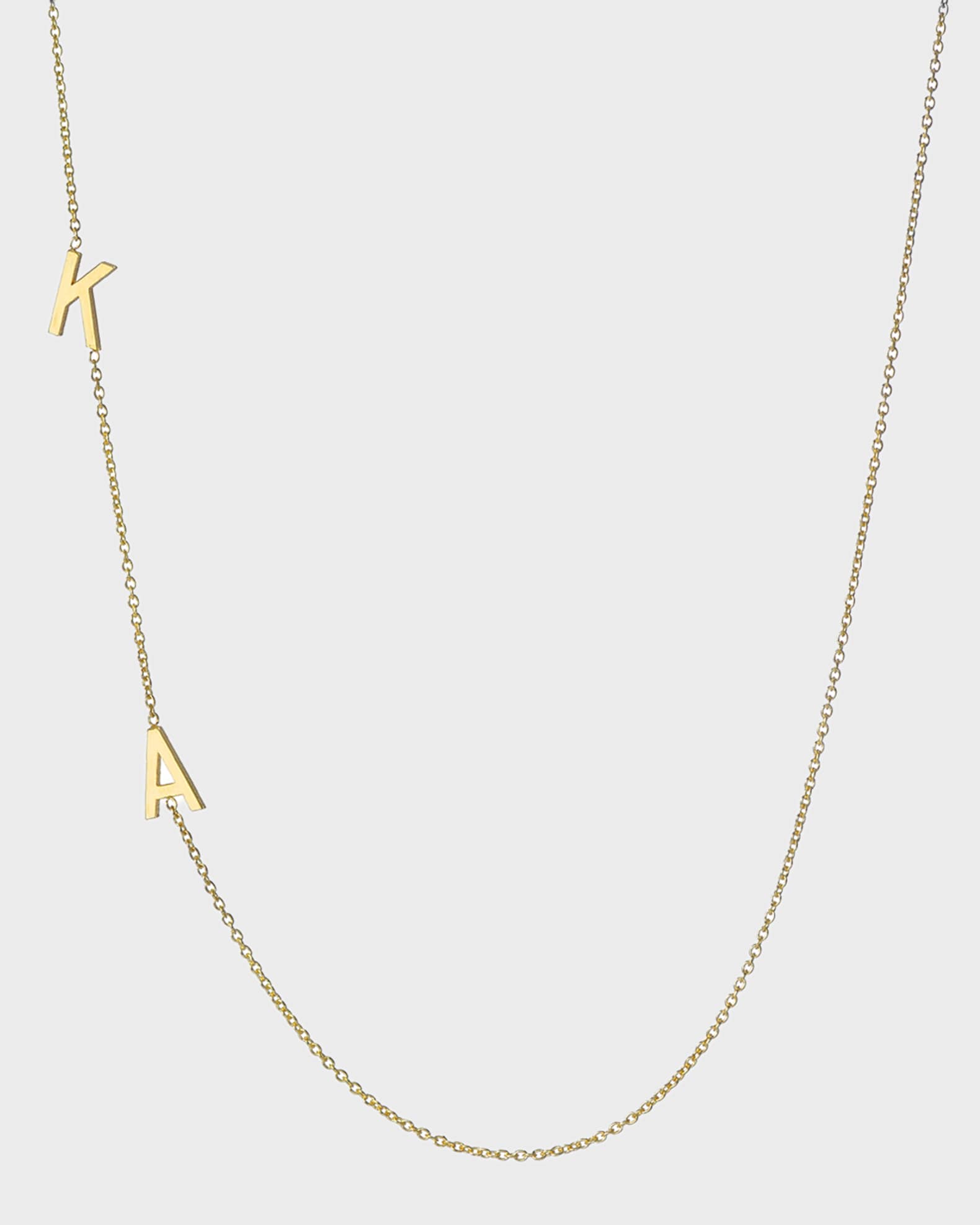 Zoe Lev Jewelry 14k Personalized 2-Initial Asymmetric Necklace | Neiman ...