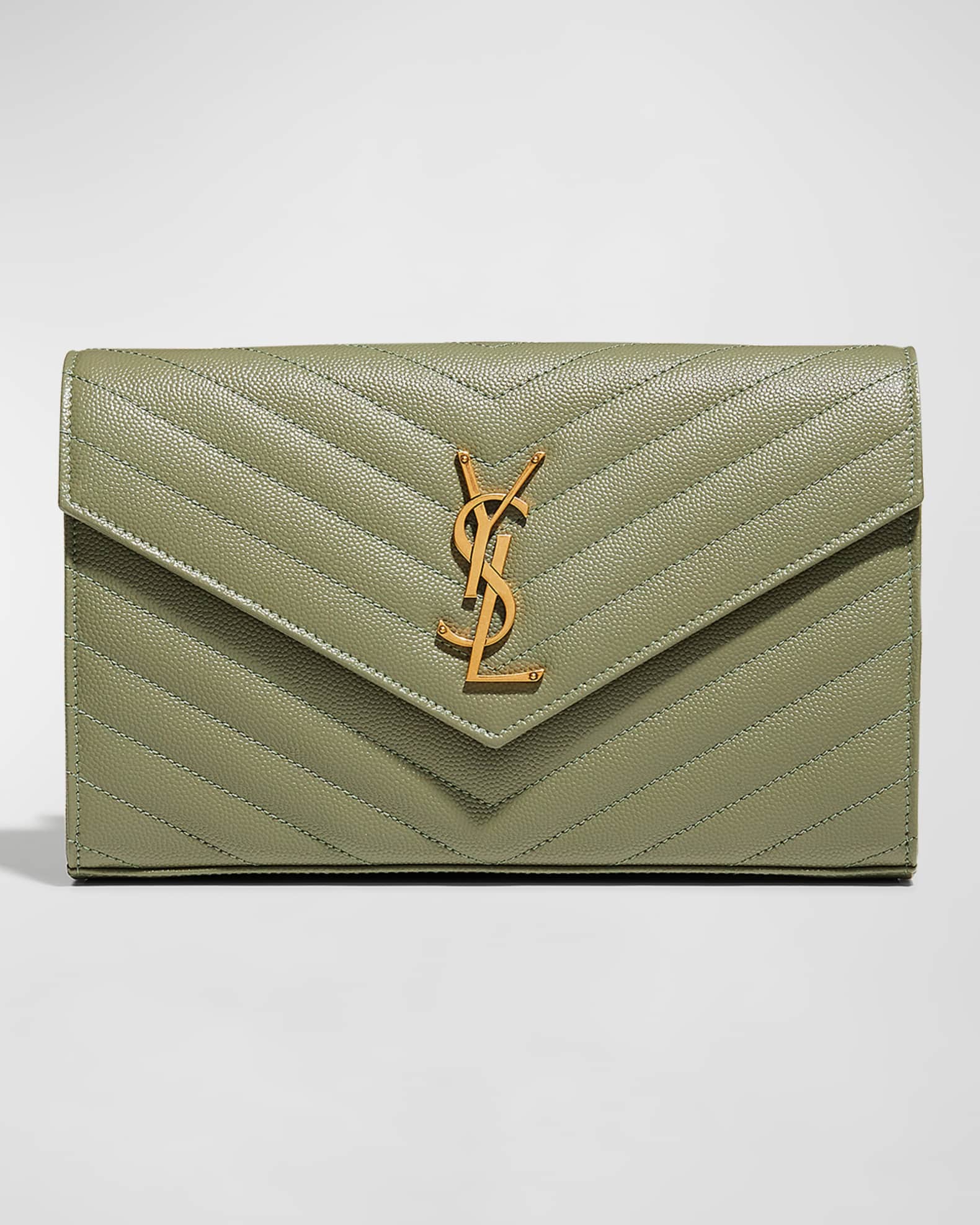 Saint Laurent Monogram YSL Large Grain de Poudre Leather Wallet on ...