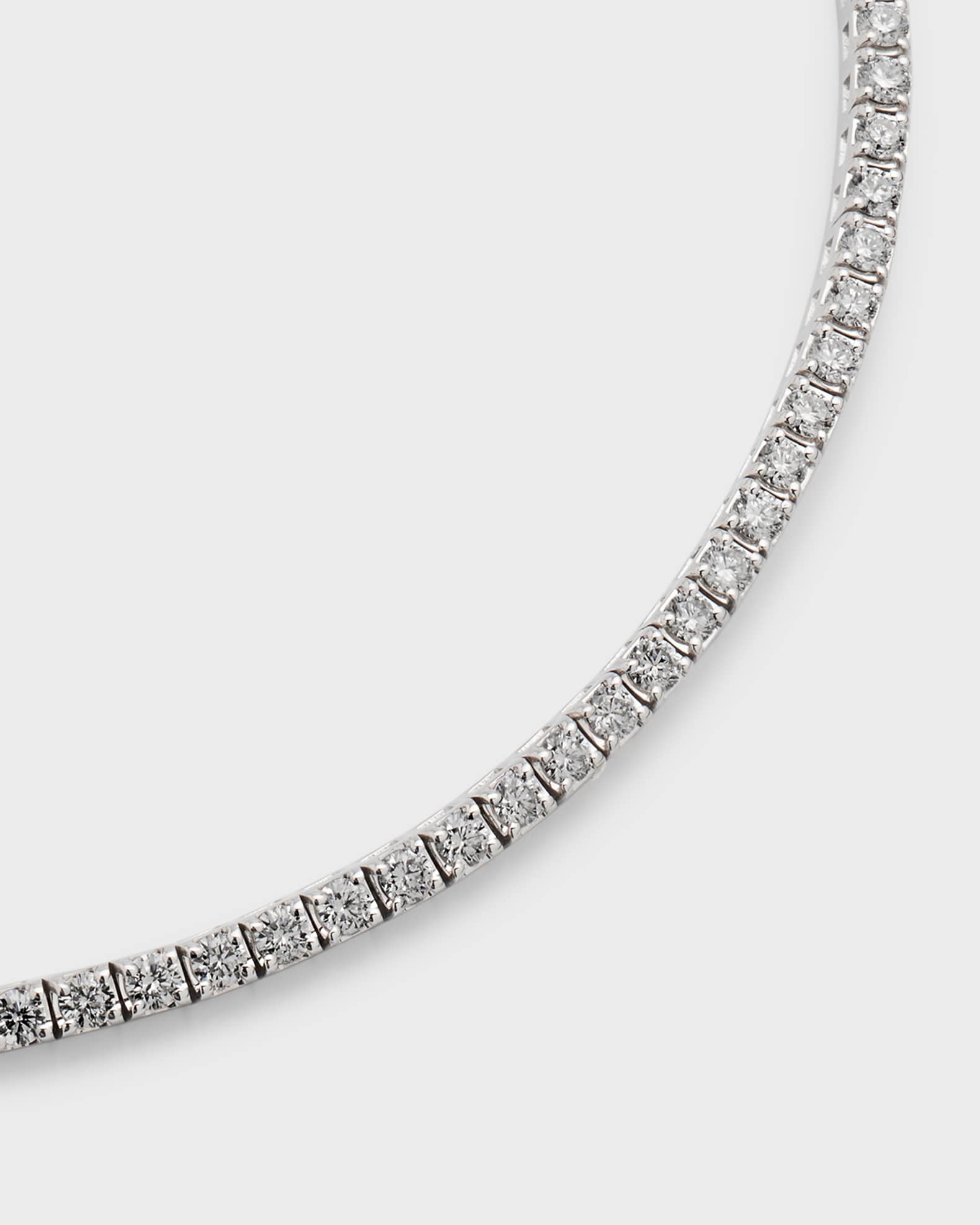 Neiman Marcus Diamonds 18K White Gold Half-Diamond Half-Chain Necklace ...