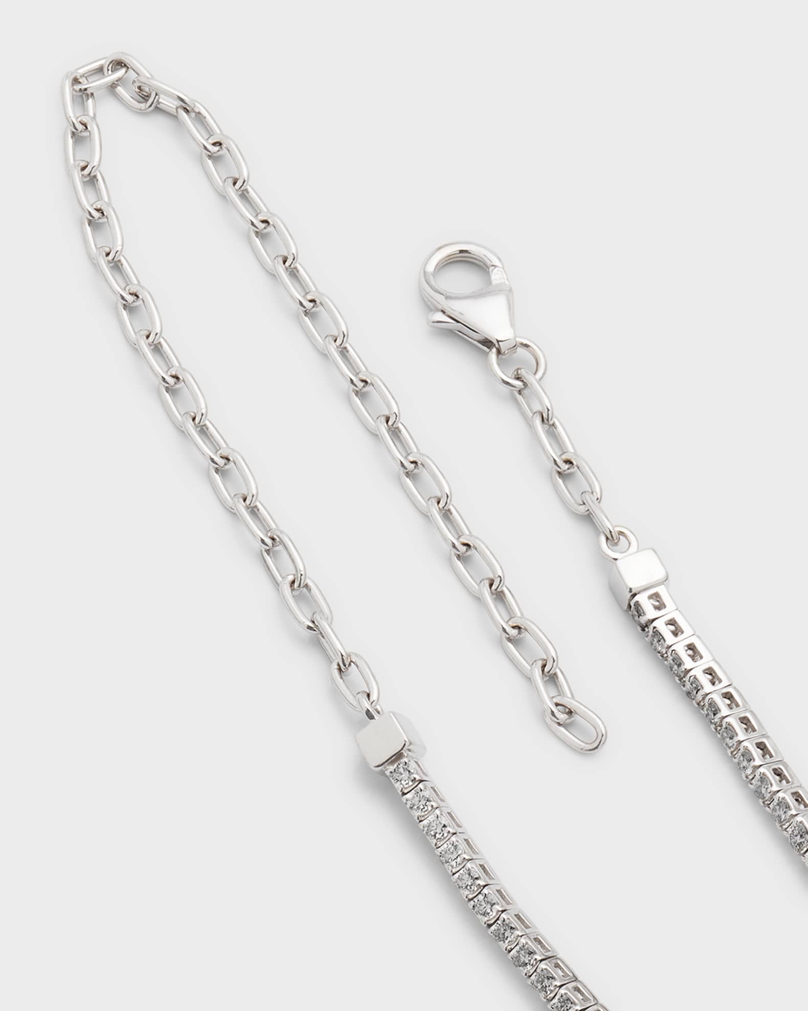 Neiman Marcus Diamonds 18K White Gold Half-Diamond Half-Chain Necklace ...