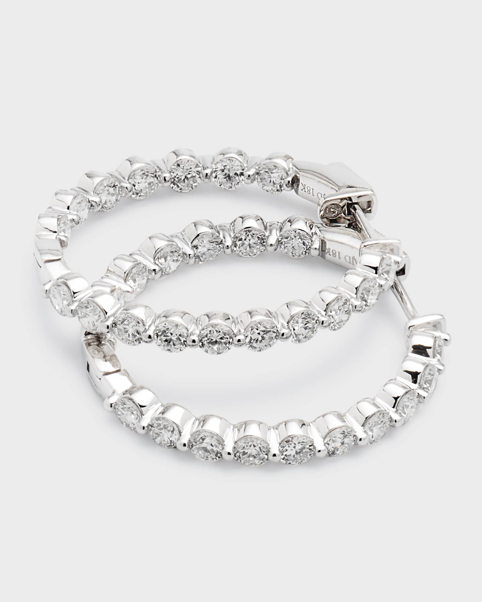 18k White Gold Diamond Hoop Earrings | Neiman Marcus