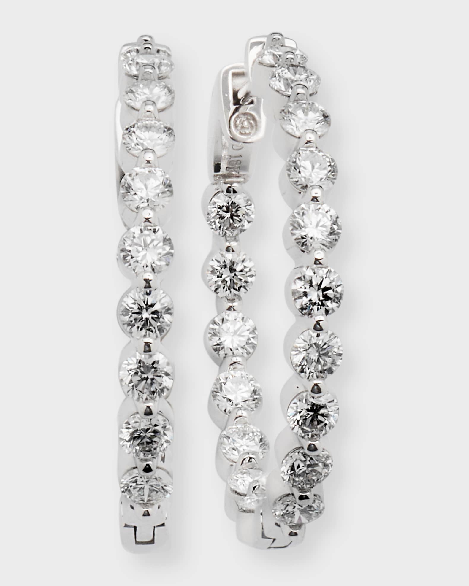 18k White Gold Diamond Hoop Earrings | Neiman Marcus