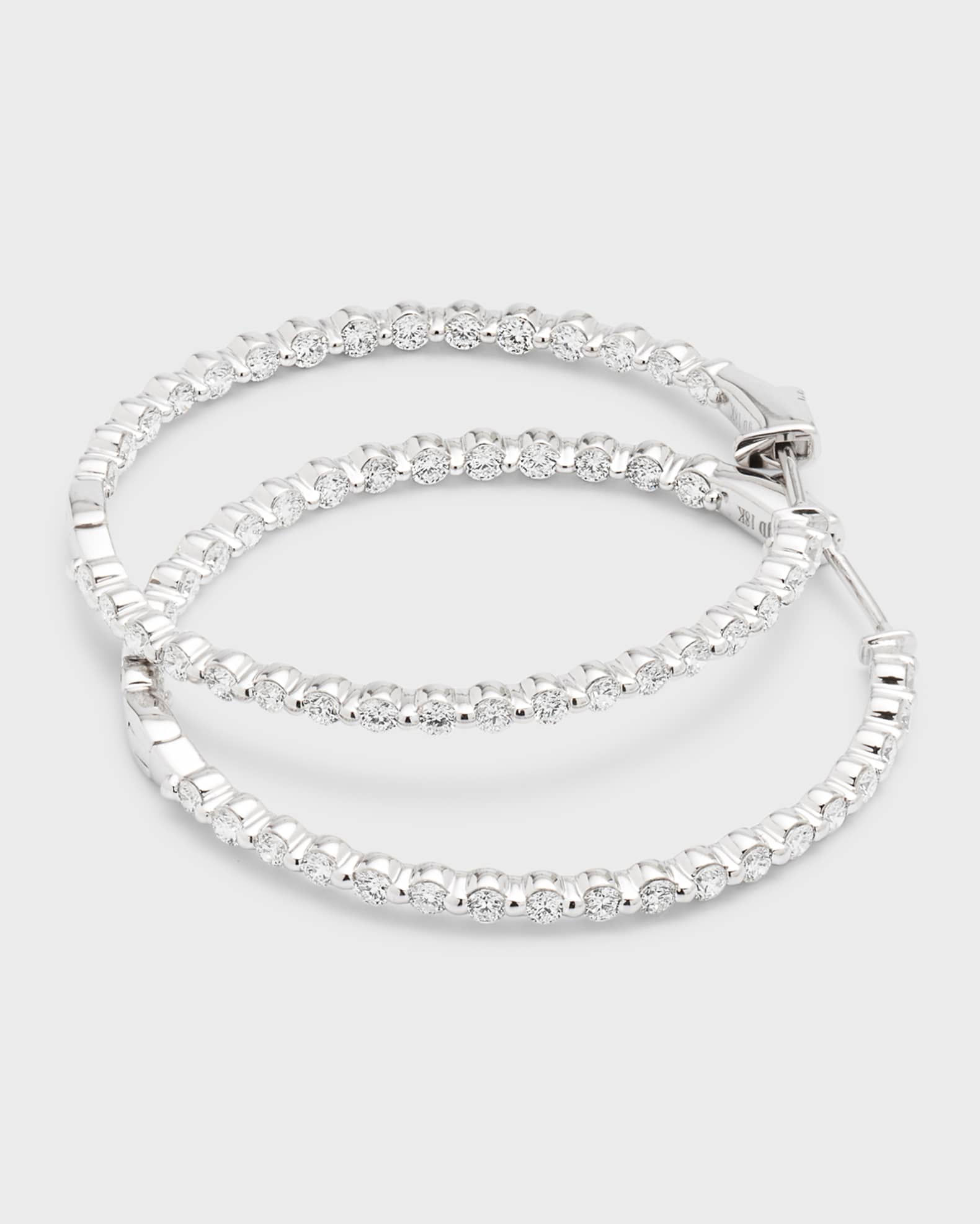 Neiman Marcus Diamonds 18k White Gold Diamond Hoop Earrings, 2.97tcw, 1 ...