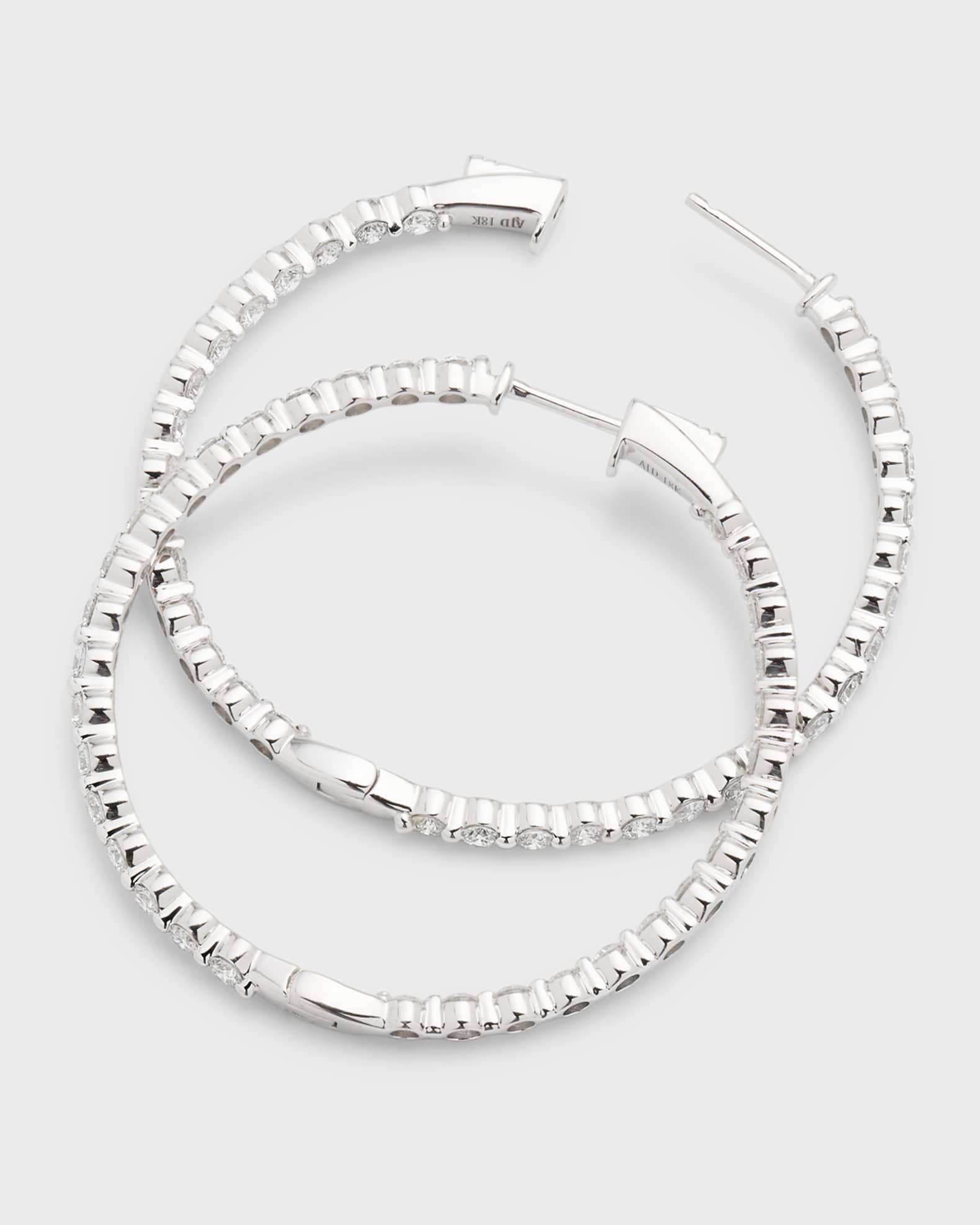 Neiman Marcus Diamonds 18k White Gold Diamond Hoop Earrings, 2.97tcw, 1 ...