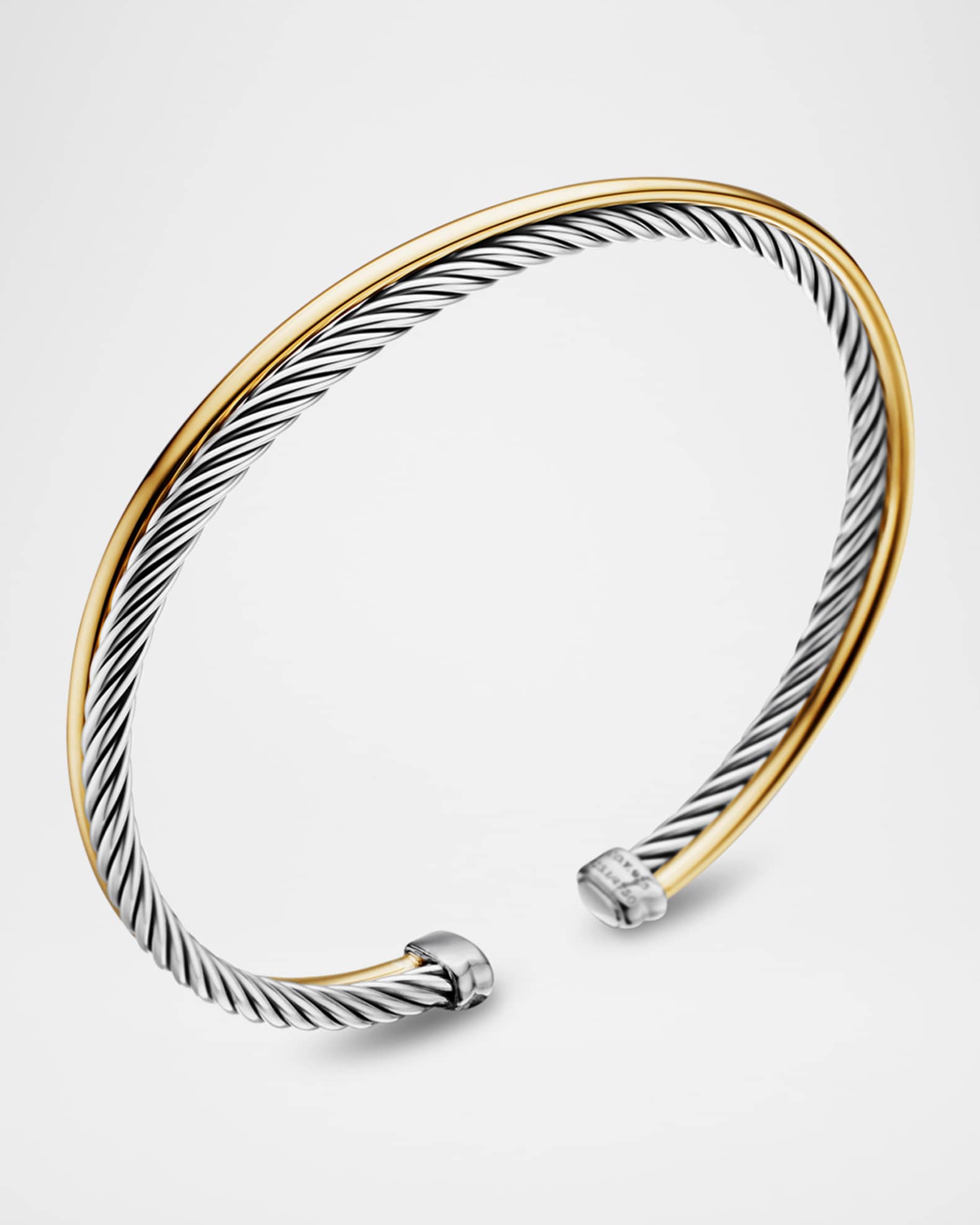 David Yurman Crossover Bracelet with 18K Gold in Silver, 3mm | Neiman ...