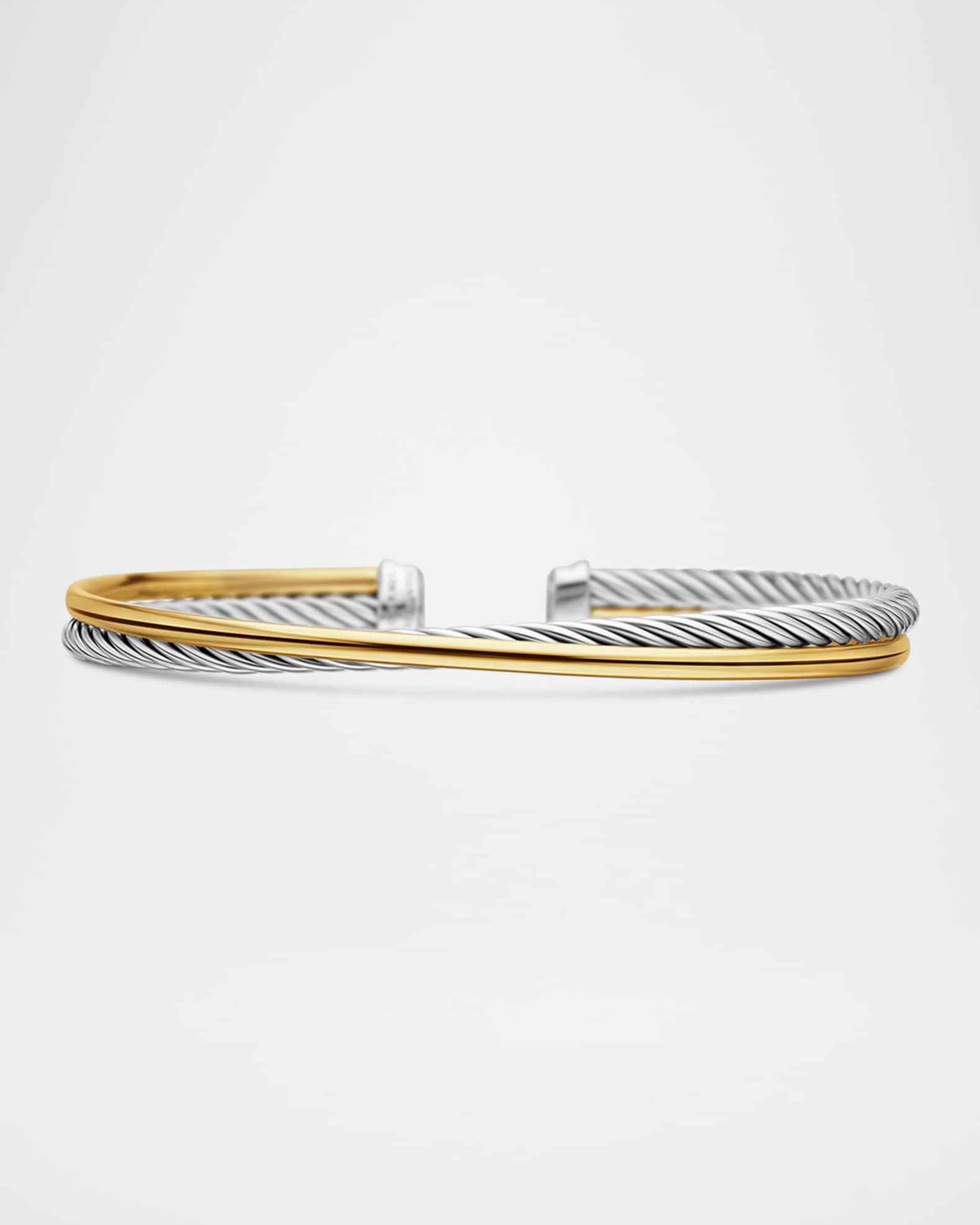 David Yurman Crossover Bracelet with 18K Gold in Silver, 3mm | Neiman ...