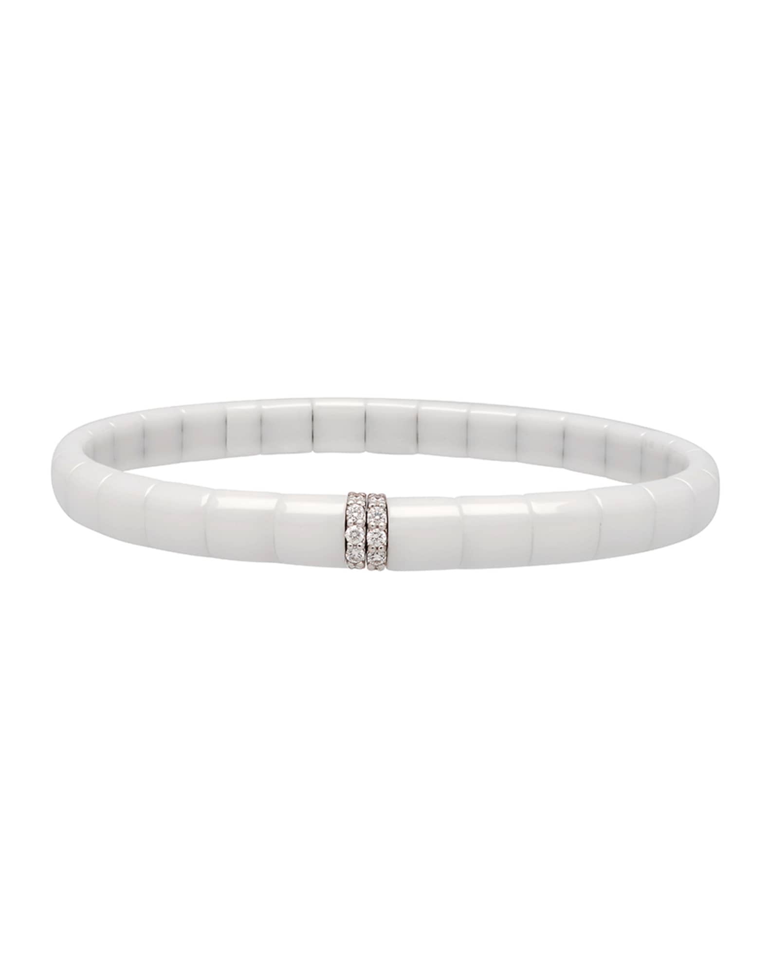 Roberto Demeglio PURA White Ceramic Diamond Rondelle Stretch Bracelet ...