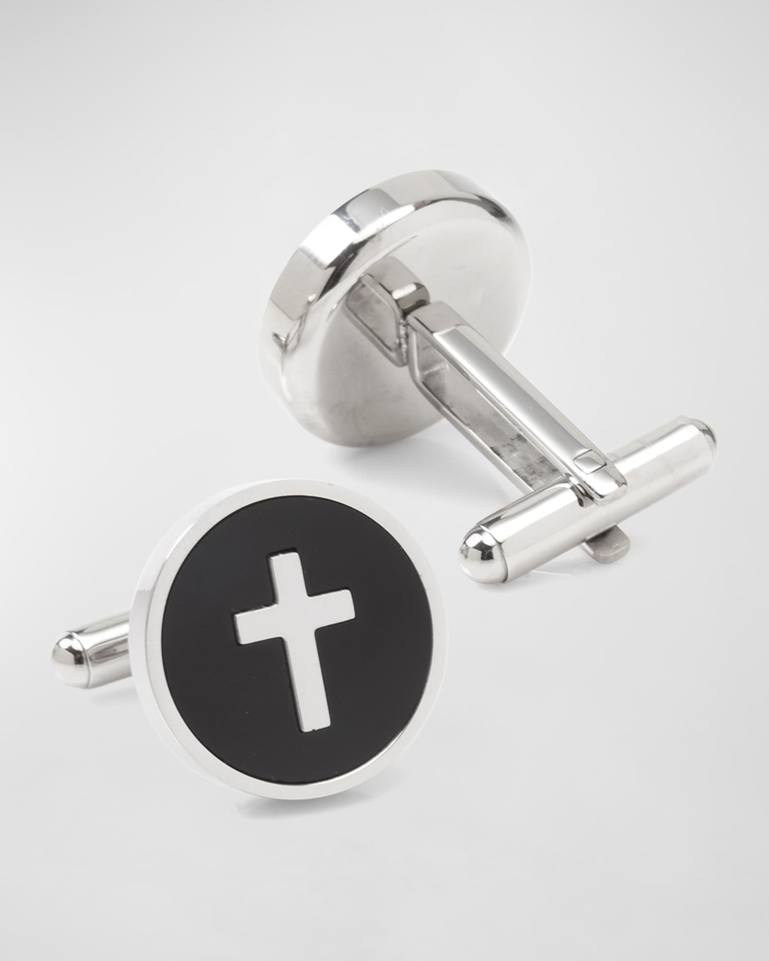Cufflinks Inc. Men's Cross Onyx Round Cufflinks | Neiman Marcus
