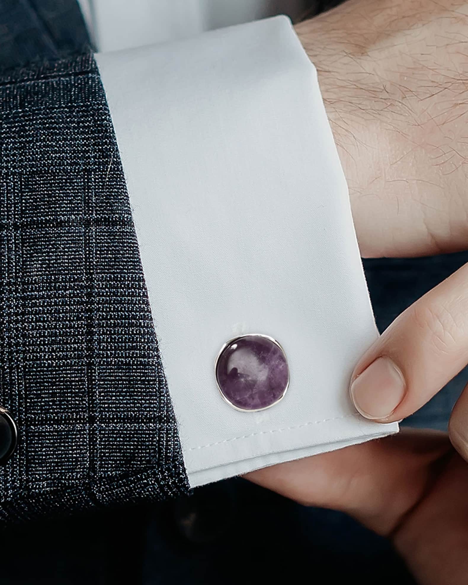 Cufflinks Inc. Men's Round Amethyst Cufflinks | Neiman Marcus