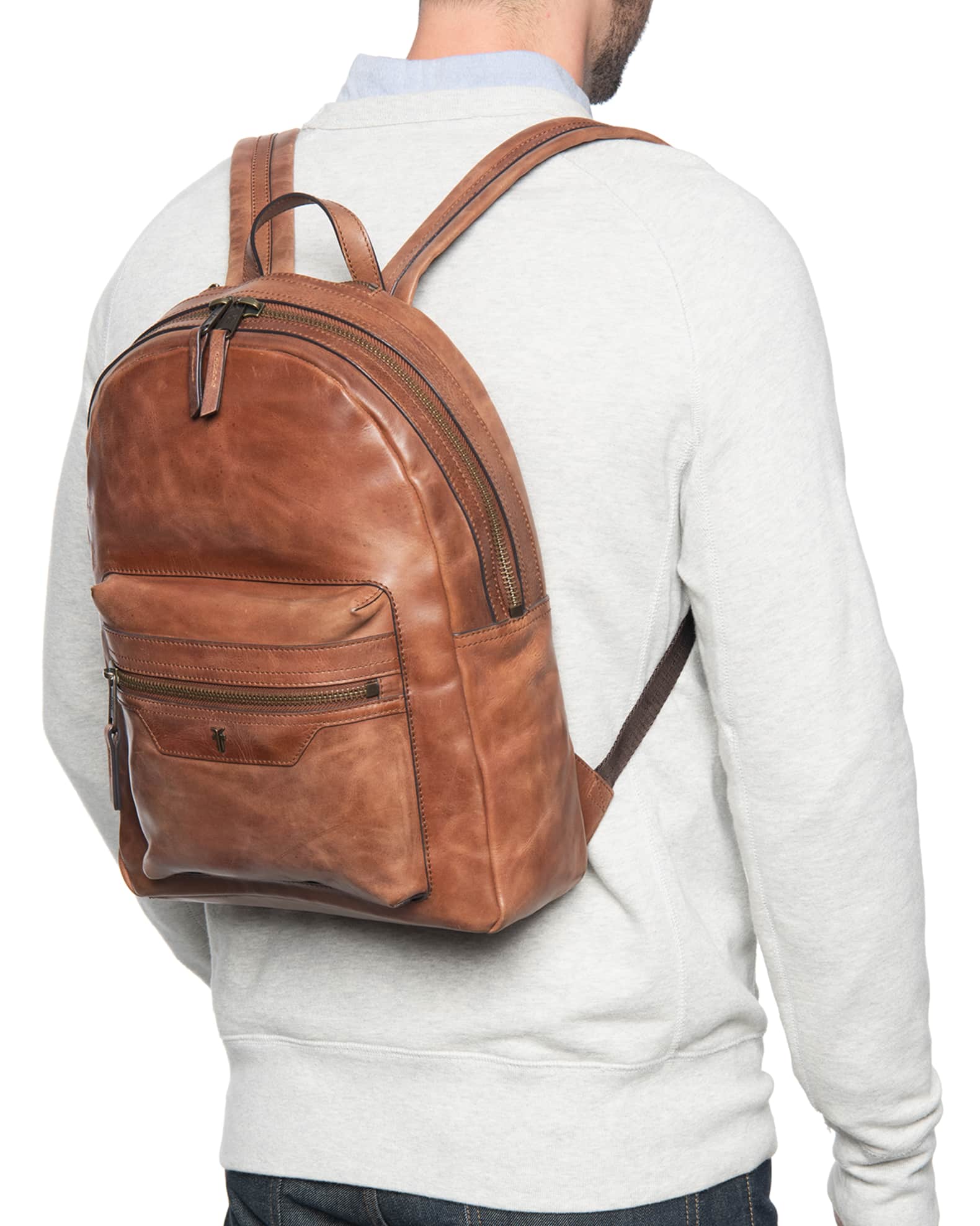 Frye Men's Holden Burnished Leather Backpack | Neiman Marcus