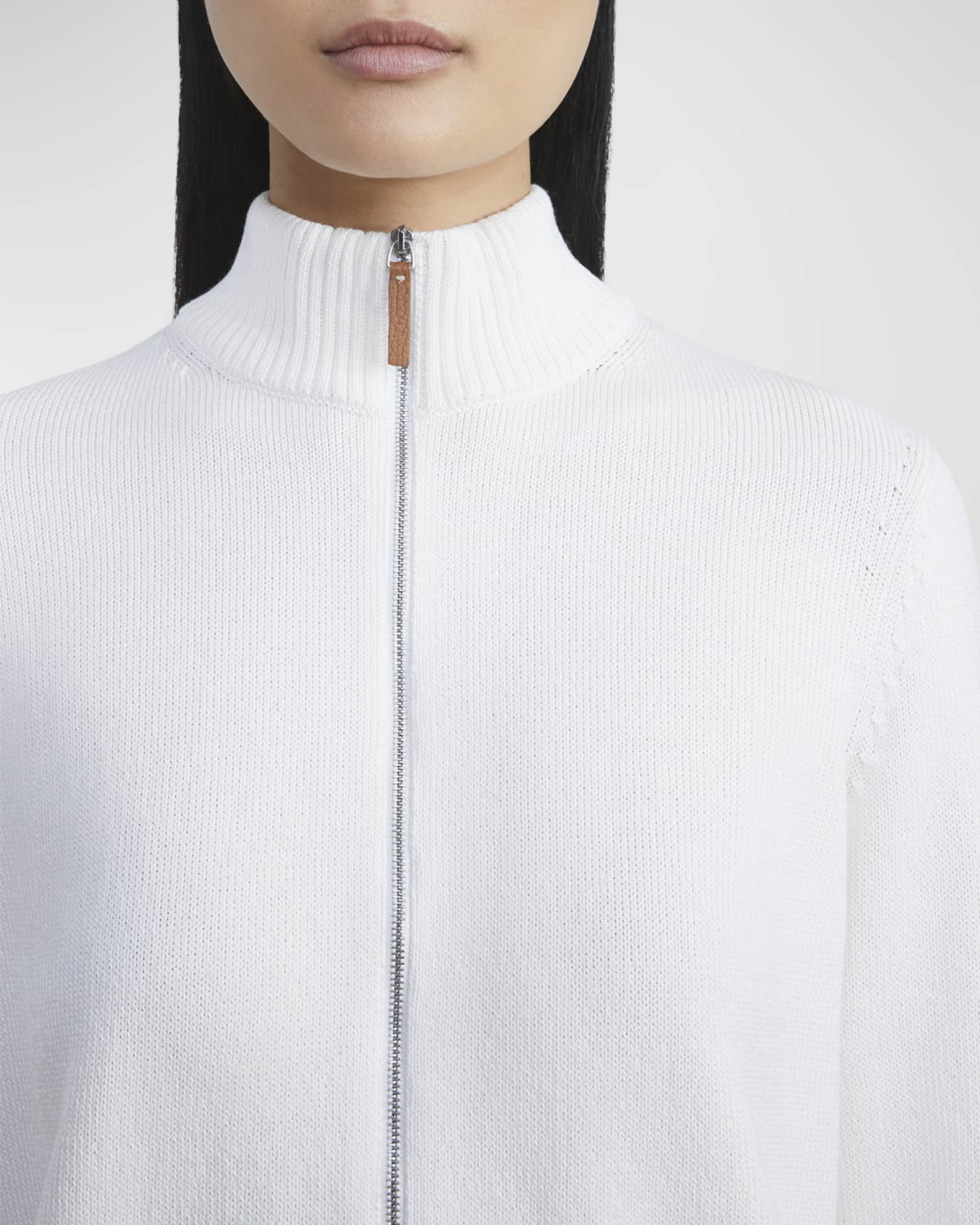 Lafayette 148 New York Plus Size Fitted Cotton-Silk Bomber Sweater ...