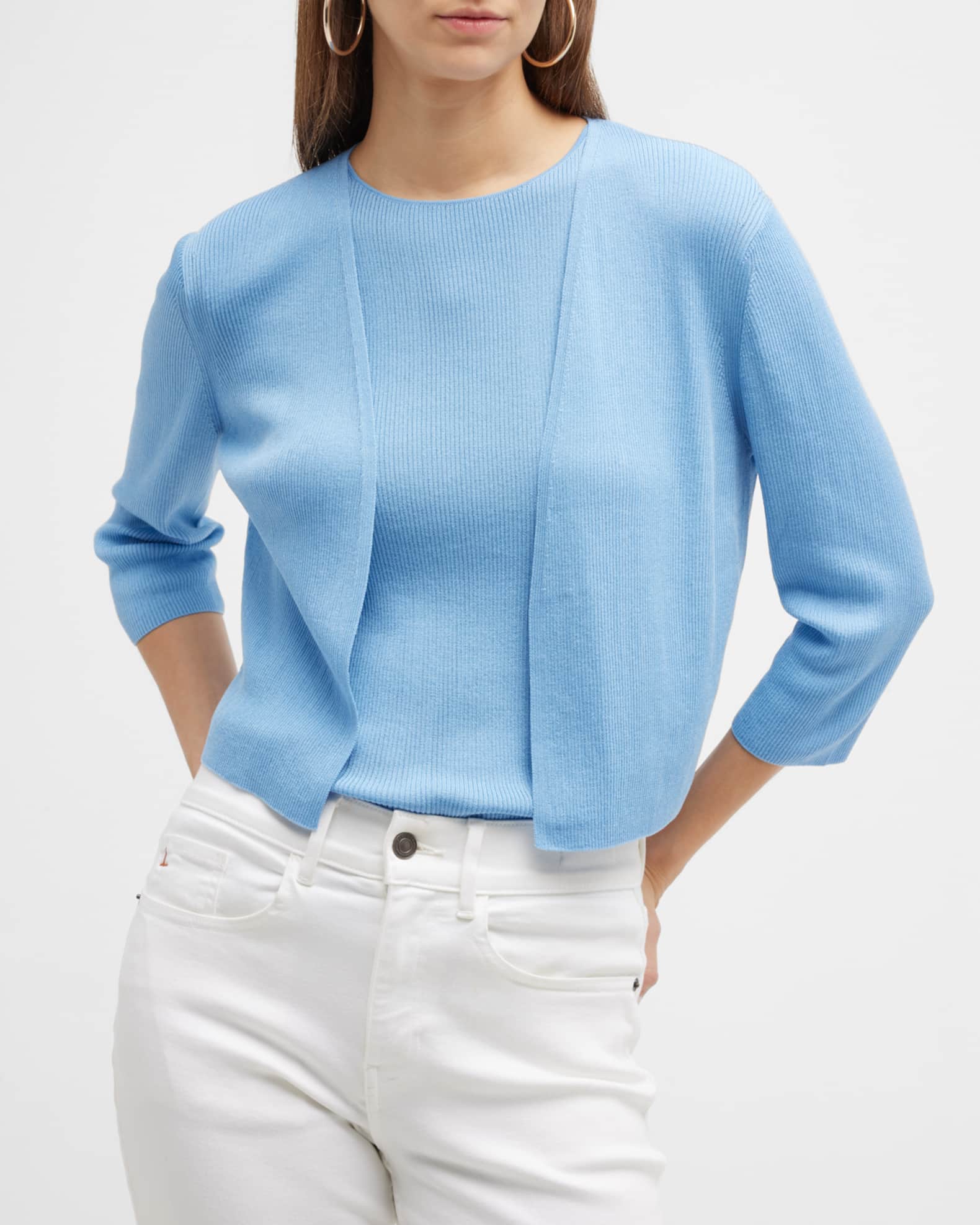 Lafayette 148 New York Cropped Open-Front Cardigan | Neiman Marcus