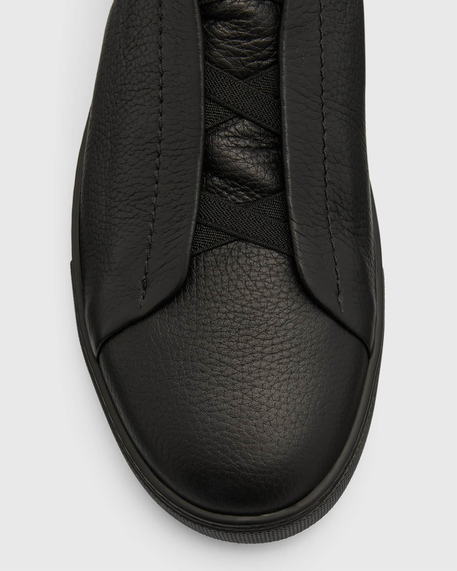 Men's Triple Stitch Deerskin Leather Sneakers | Neiman Marcus