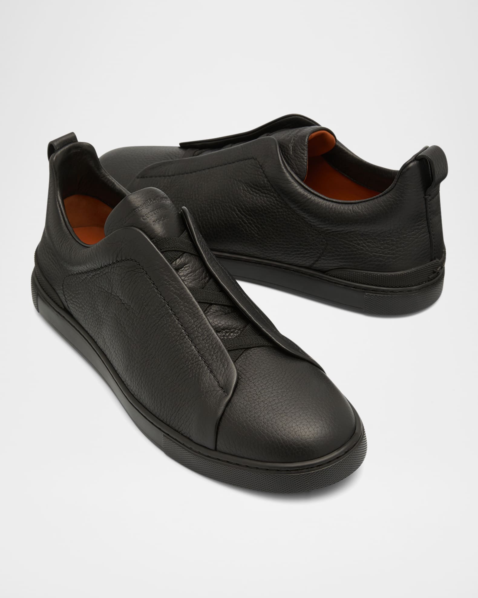 Men's Triple Stitch Deerskin Leather Sneakers | Neiman Marcus
