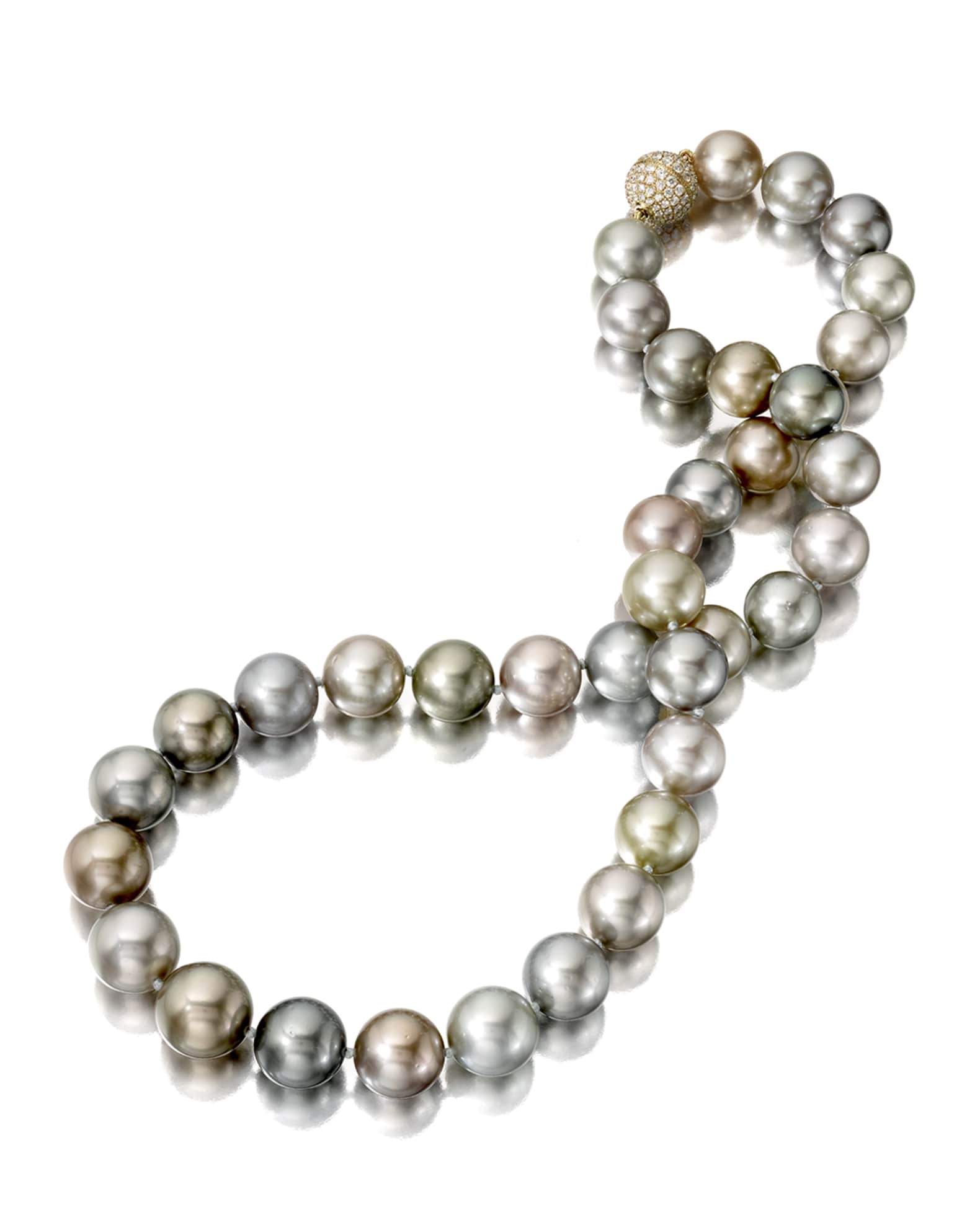 Assael Pastel Fiji Pearl-Strand Necklace with Diamond Ball | Neiman Marcus