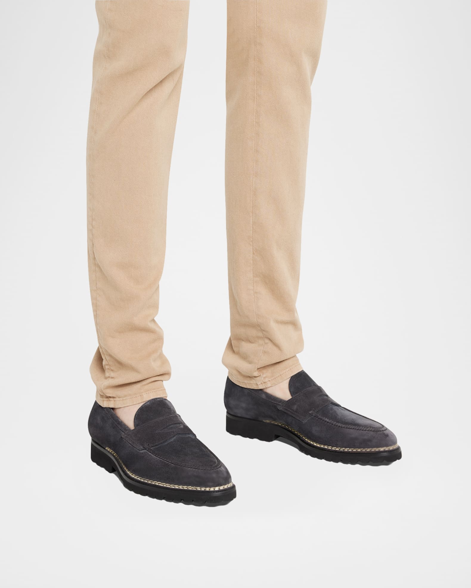 Bontoni Men's Principe Lug Sole Suede Penny Loafers | Neiman Marcus