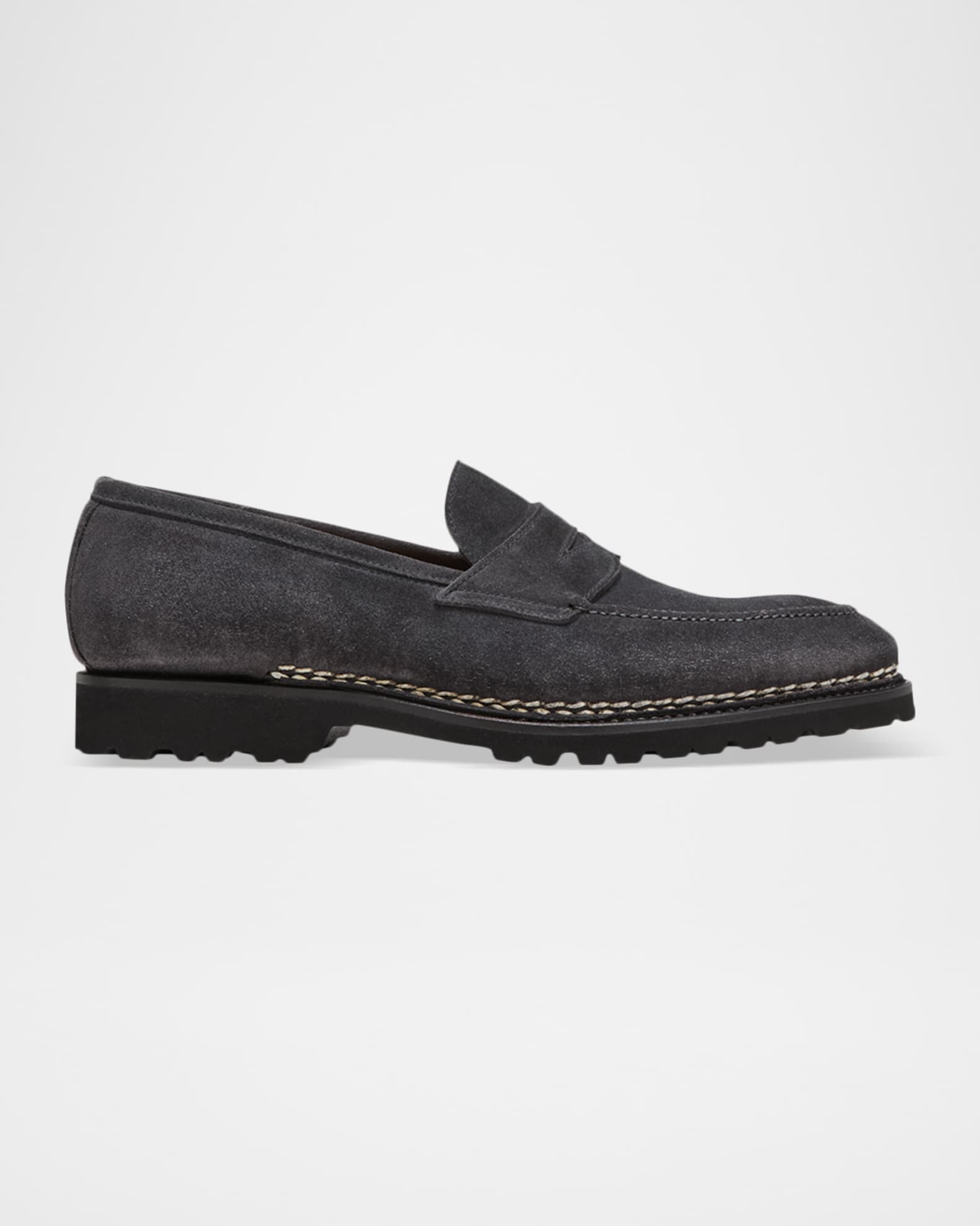 Bontoni Men's Principe Lug Sole Suede Penny Loafers | Neiman Marcus