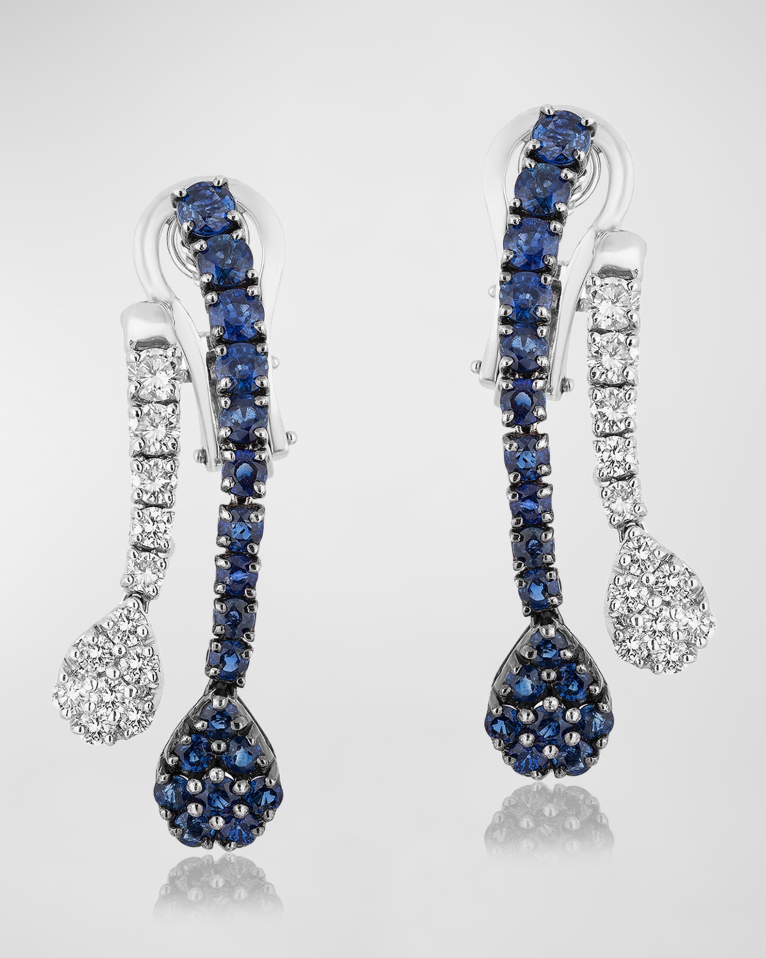 Andreoli 18K White Gold Blue Sapphire and Diamond Double Statement ...