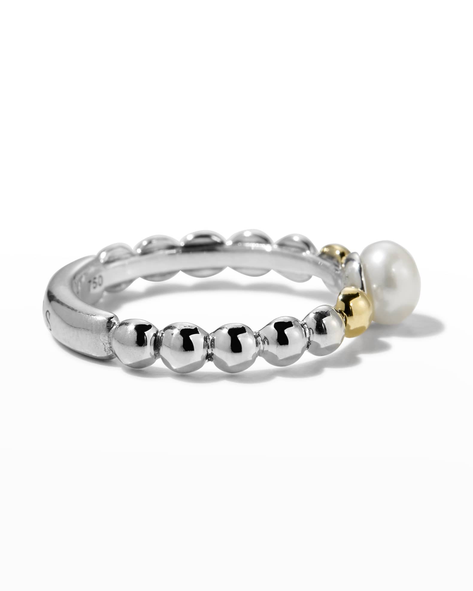 LAGOS Luna Pearl 2-Tone Stack Ring | Neiman Marcus
