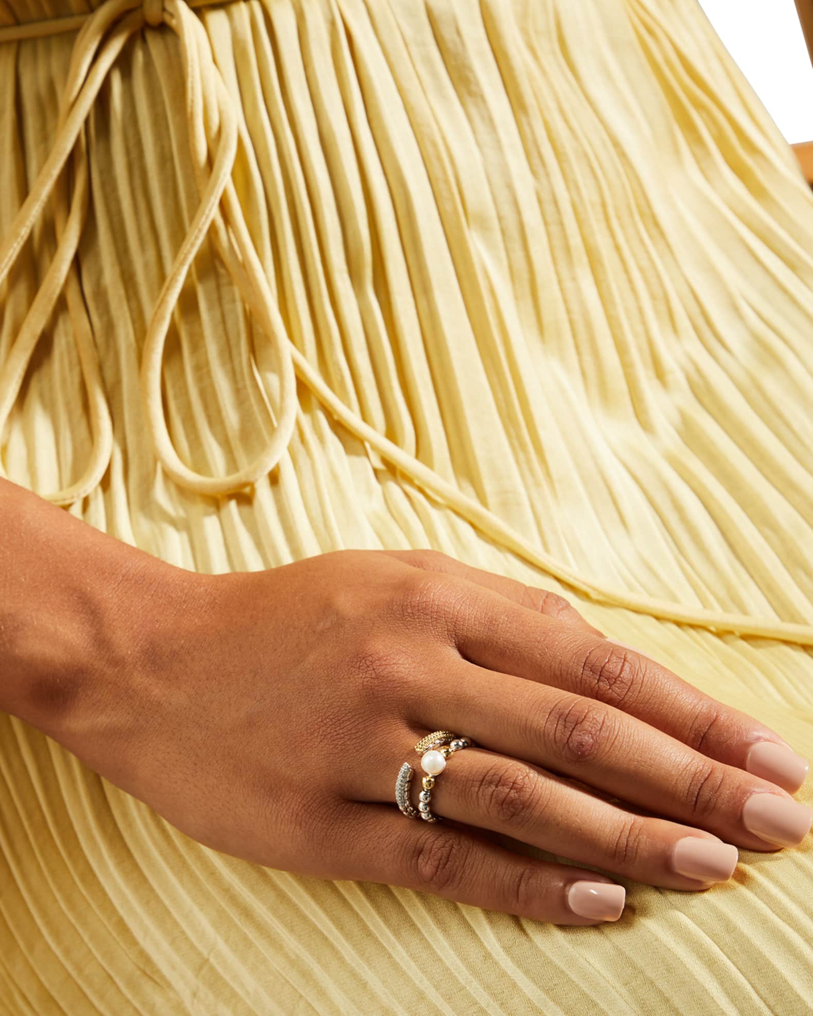 LAGOS Luna Pearl 2-Tone Stack Ring | Neiman Marcus