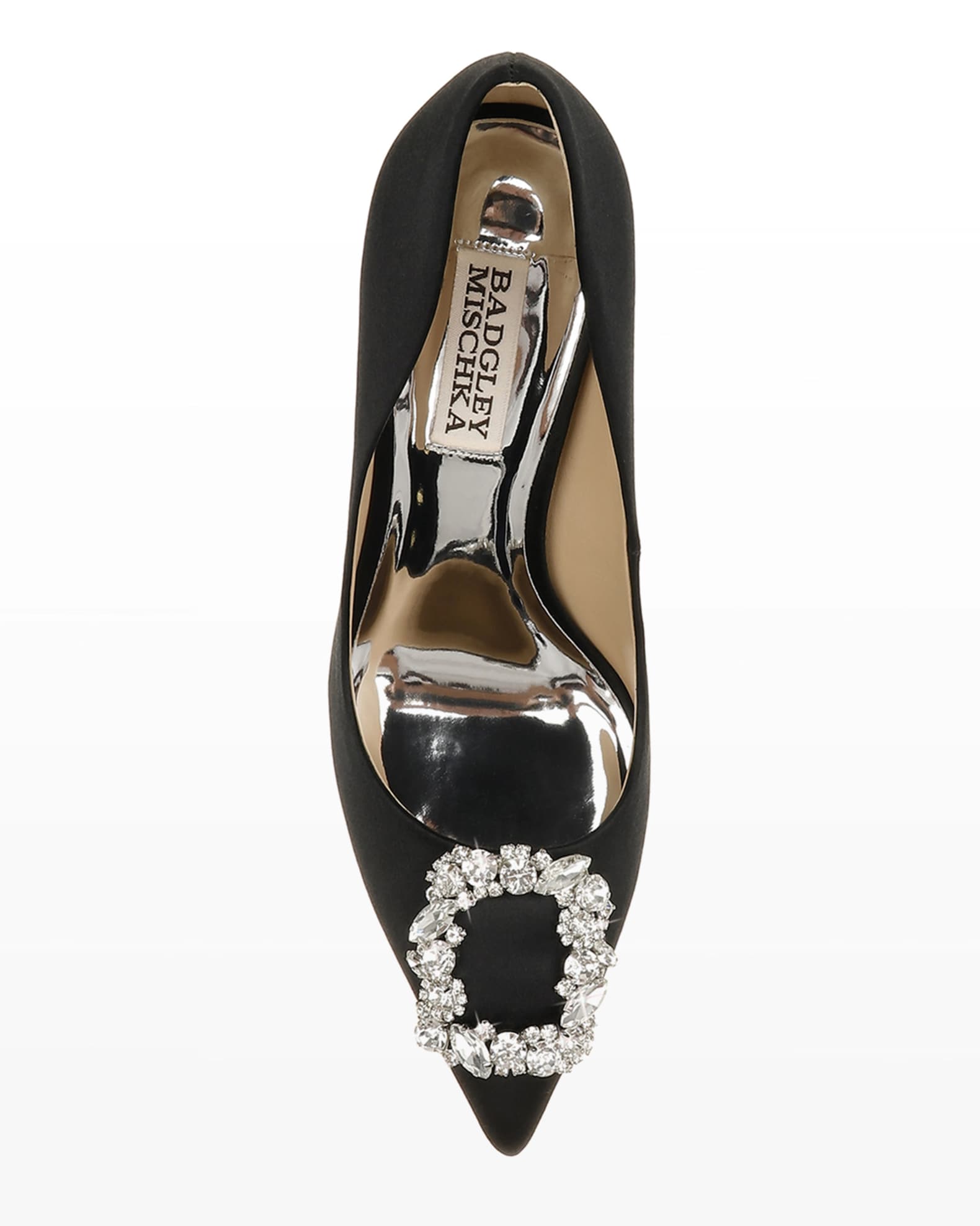 Badgley Mischka Cher Satin Buckle Cocktail High-Heel Pumps | Neiman Marcus