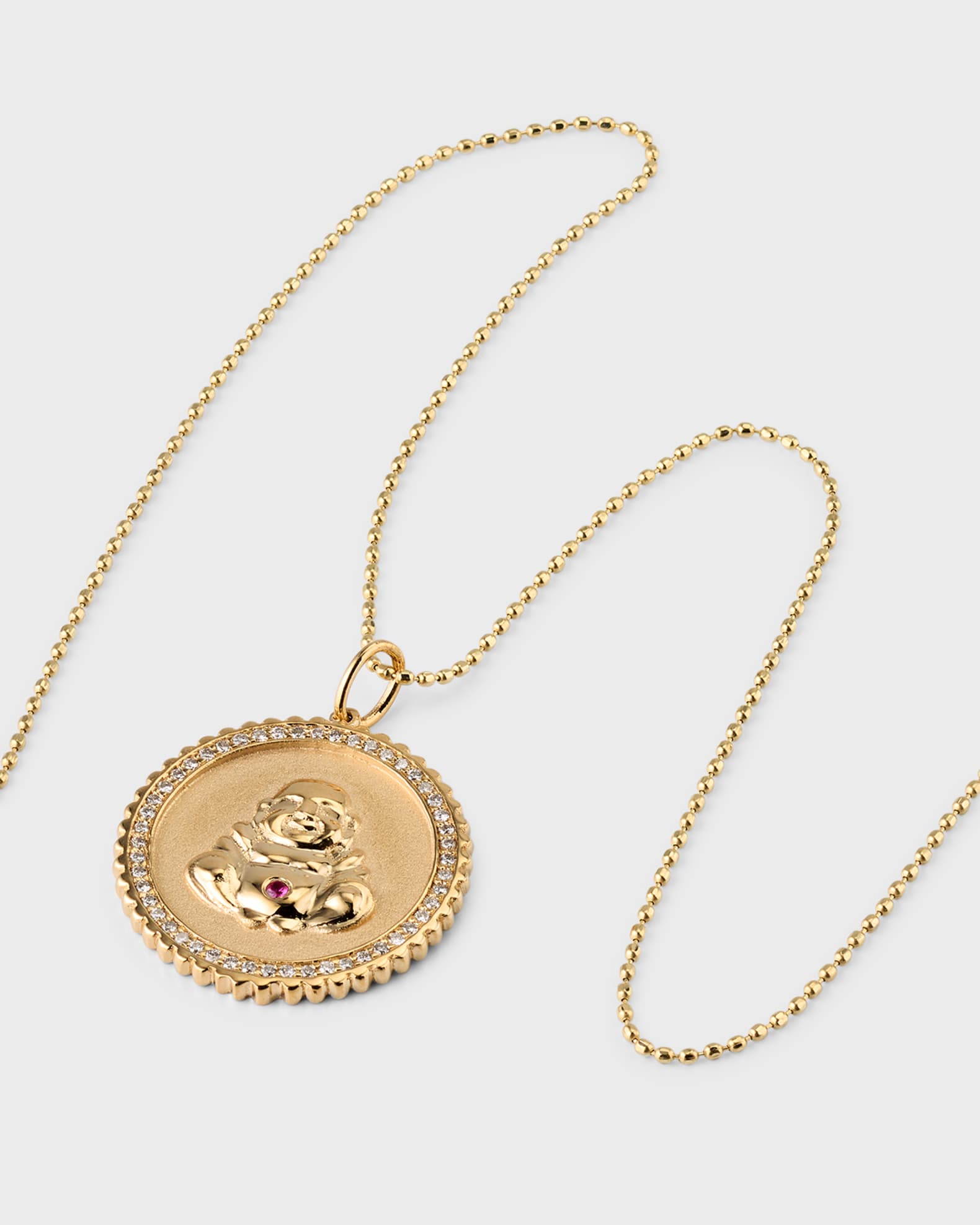 Sydney Evan 14k Buddha Coin Pendant Necklace with Diamonds | Neiman Marcus
