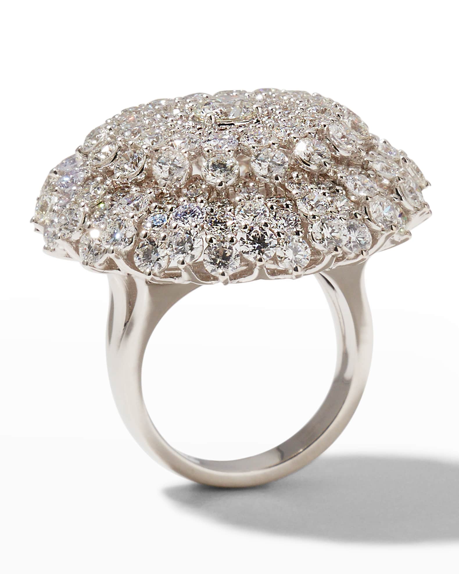 Leo Pizzo 18k White Gold Full-Diamond Round Ring | Neiman Marcus