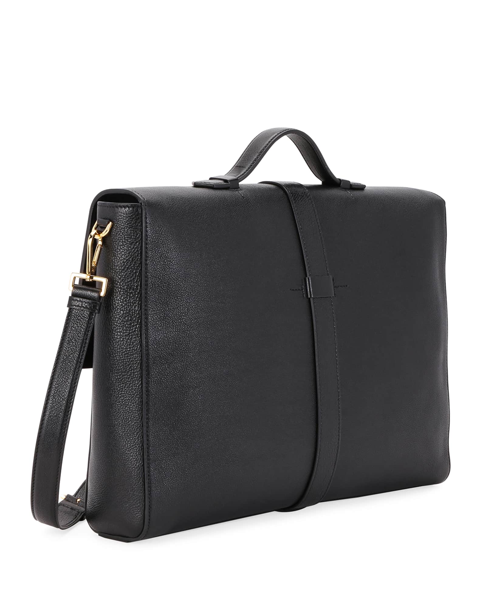 TOM FORD Men's T-Clip Leather Briefcase | Neiman Marcus