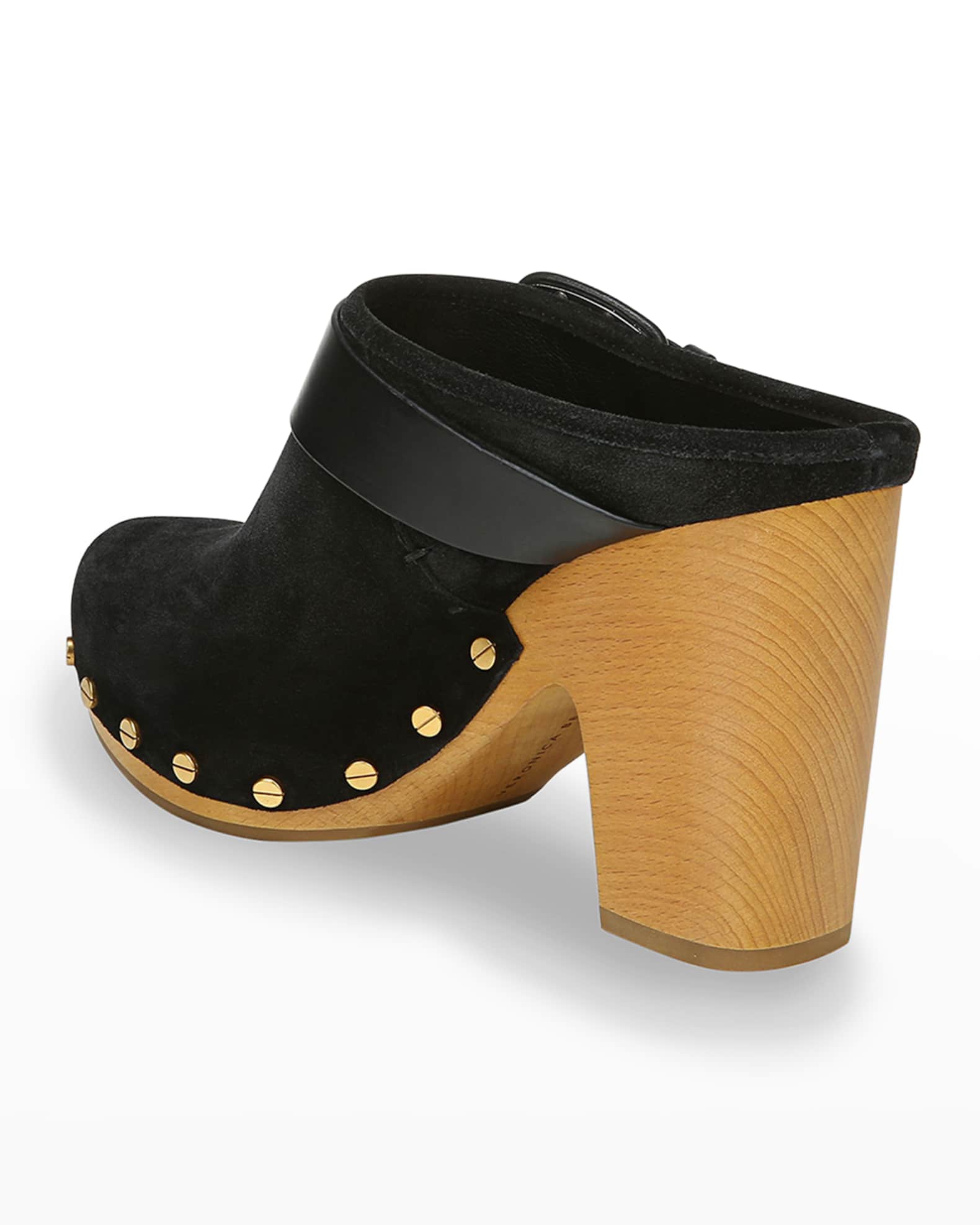 Veronica Beard Dacey Suede Buckle Clogs | Neiman Marcus