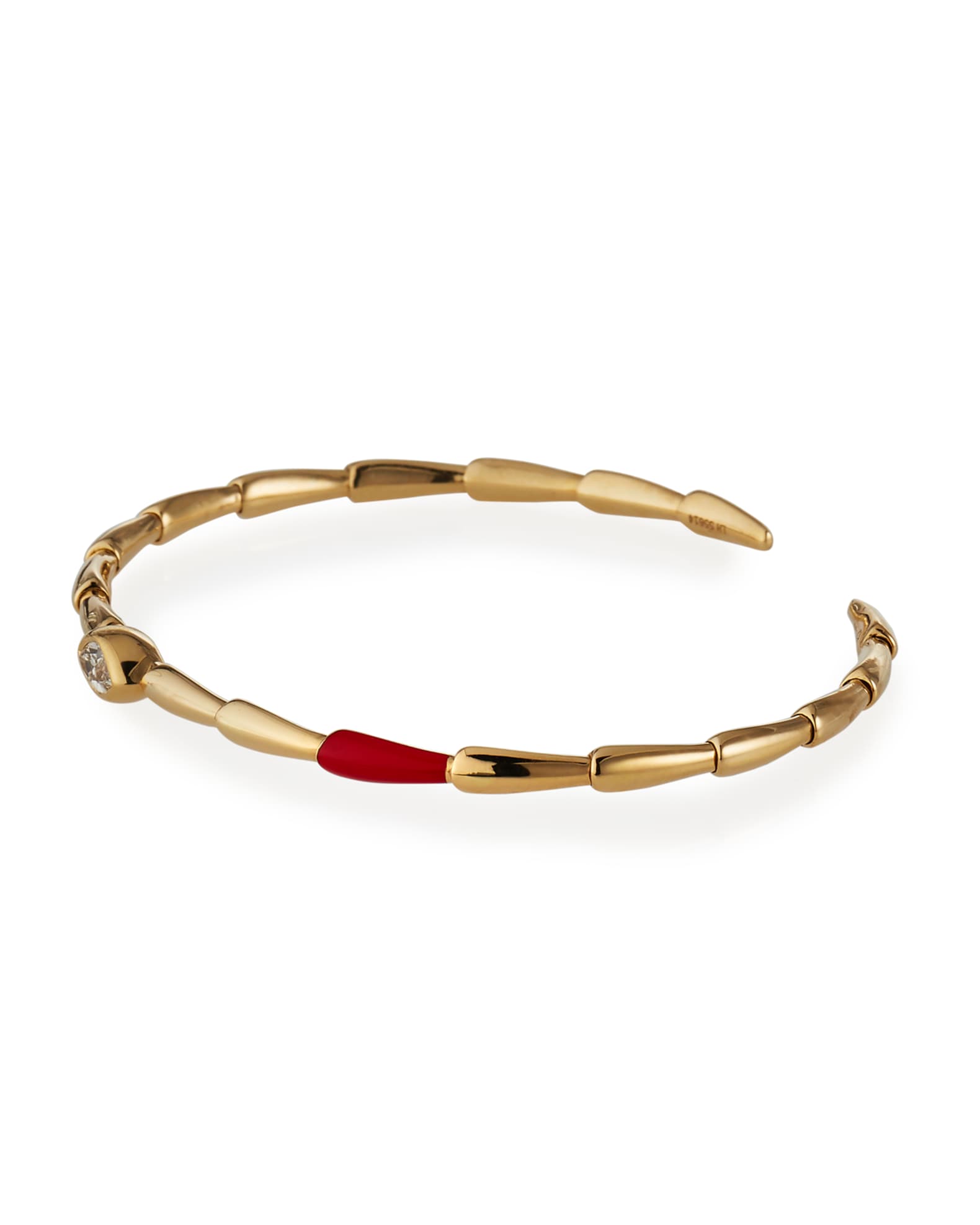 Etho Maria 18k Yellow Gold Red Ceramic and Brown Diamond Bracelet ...