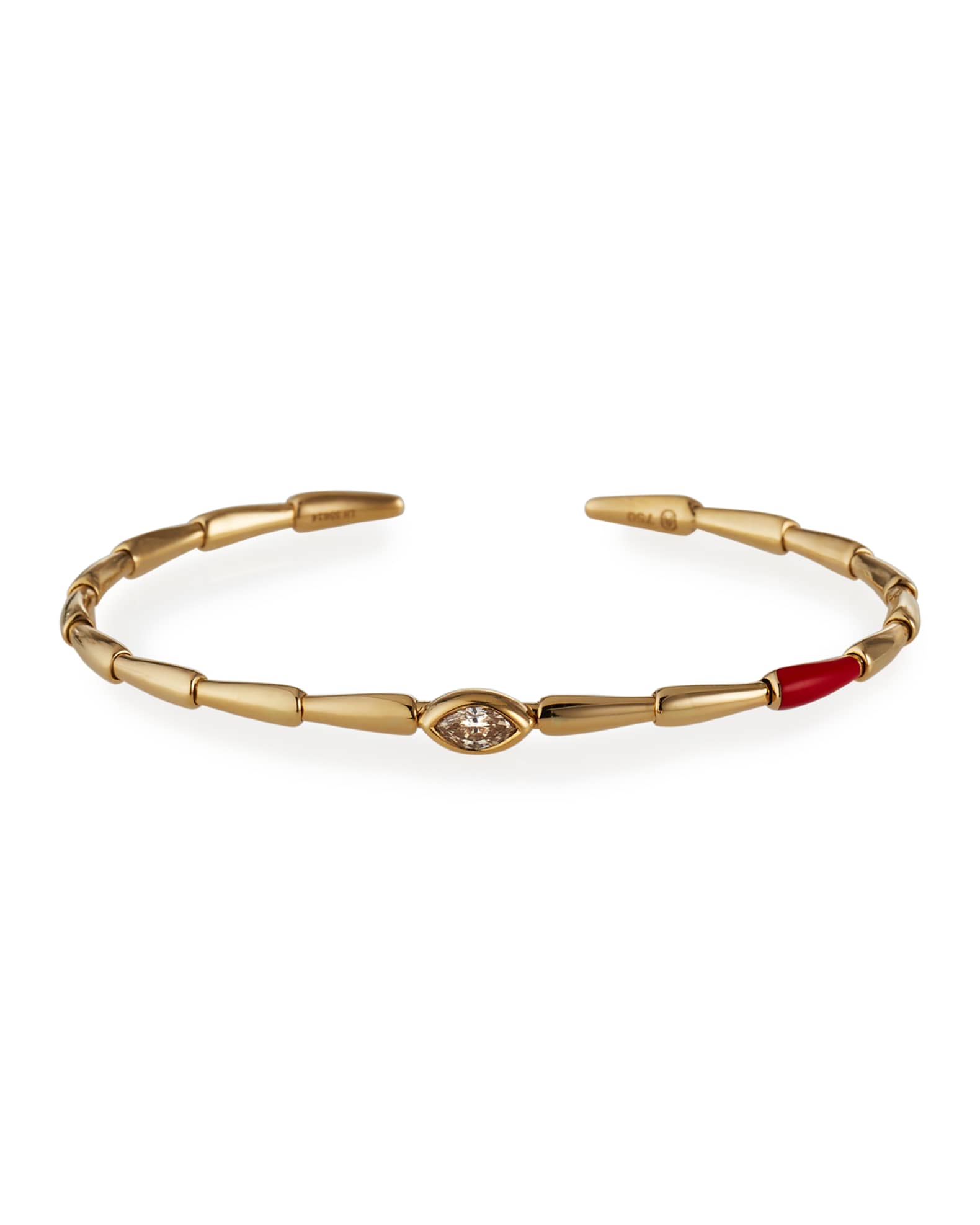 Etho Maria 18k Yellow Gold Red Ceramic and Brown Diamond Bracelet ...