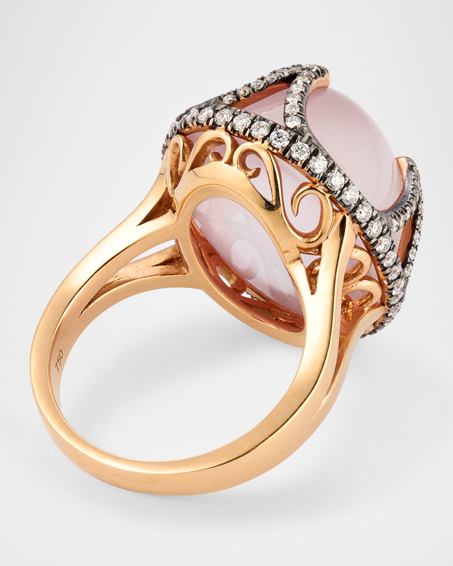 Robert Erich 18K Rose Gold Diamond and Pink Quartz Statement Ring ...