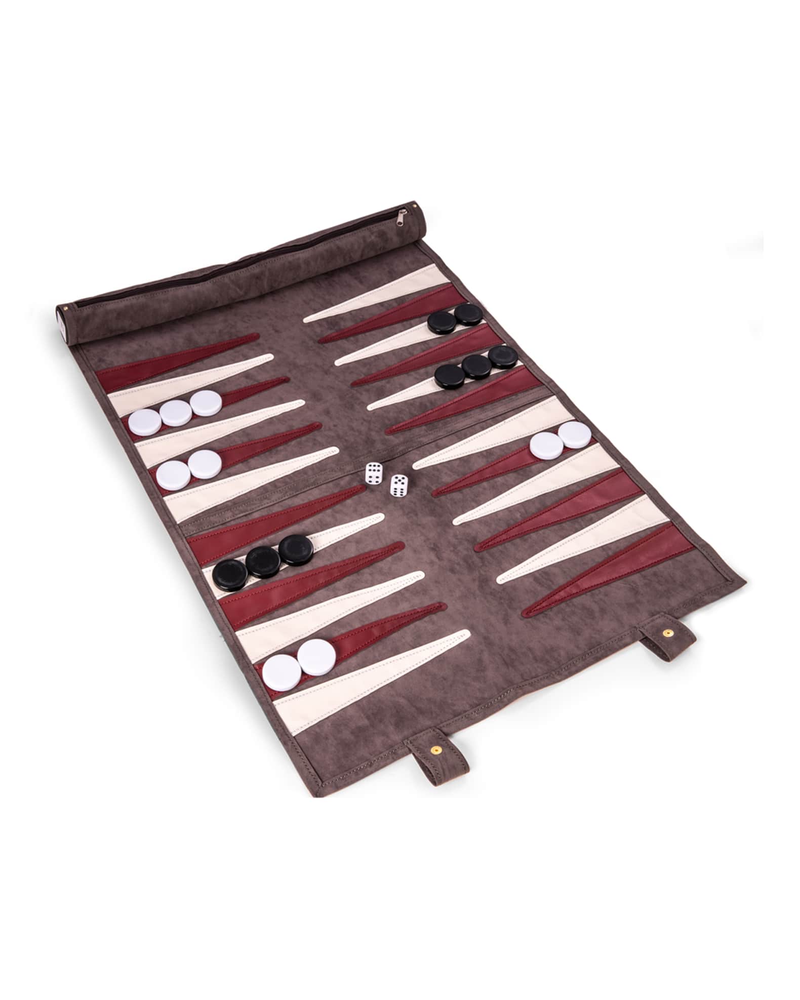 Bey-Berk Men's Suede Roll-Up Backgammon Travel Set | Neiman Marcus