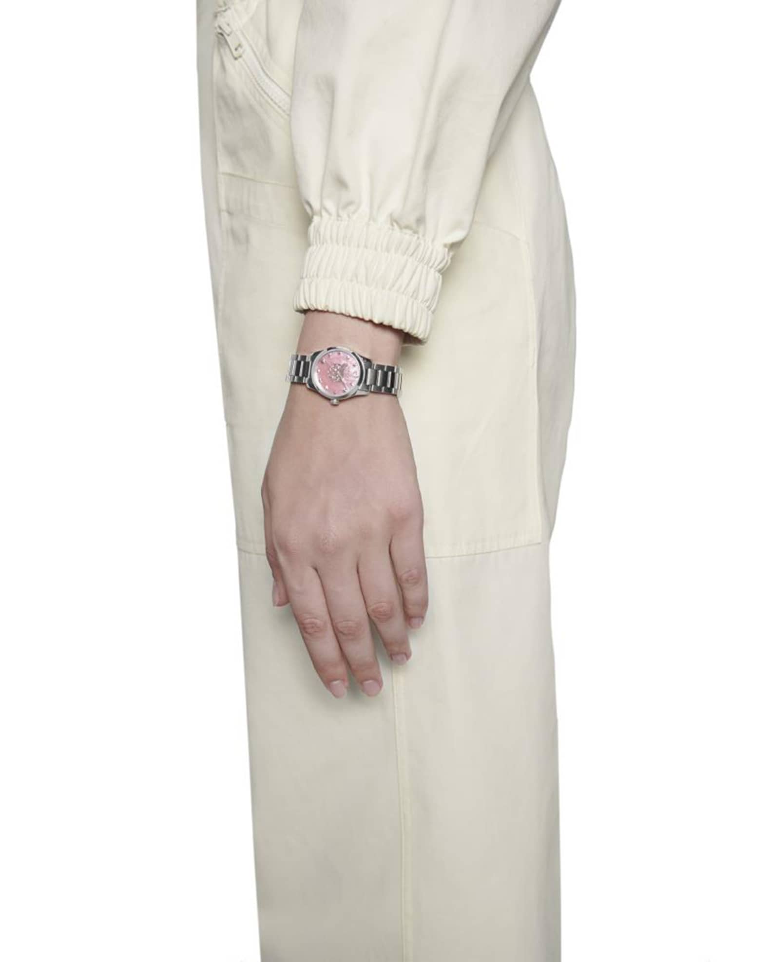 Gucci 27mm G-Timeless Bracelet Watch w/ Feline, Pink | Neiman Marcus