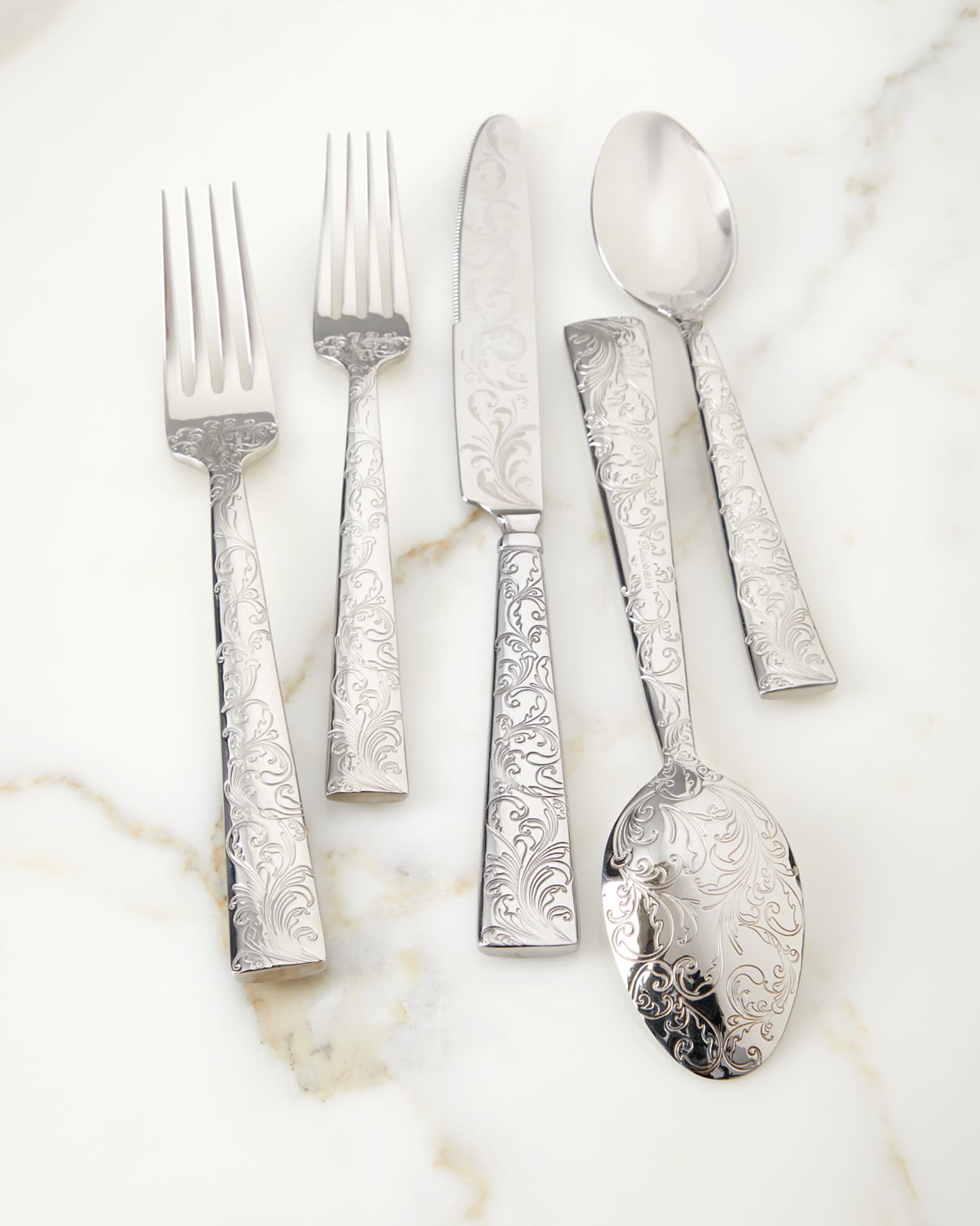 Ricci Silversmith 20-Piece Parisian Garden Flatware Set | Neiman Marcus