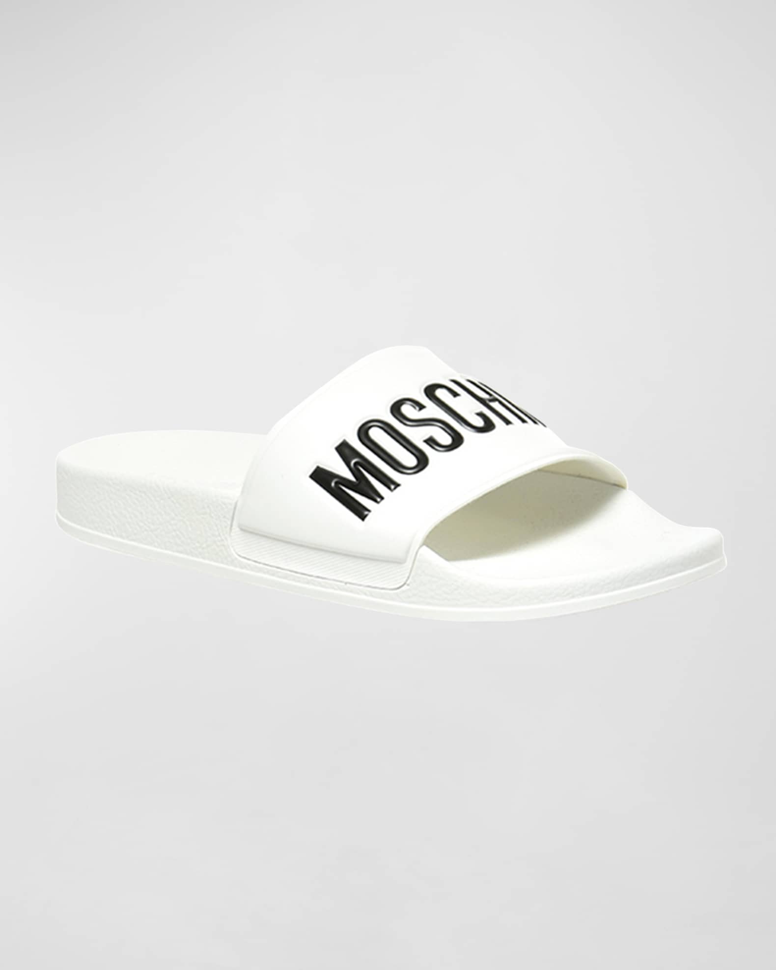 Moschino Men's Logo Pool Slide Sandals | Neiman Marcus