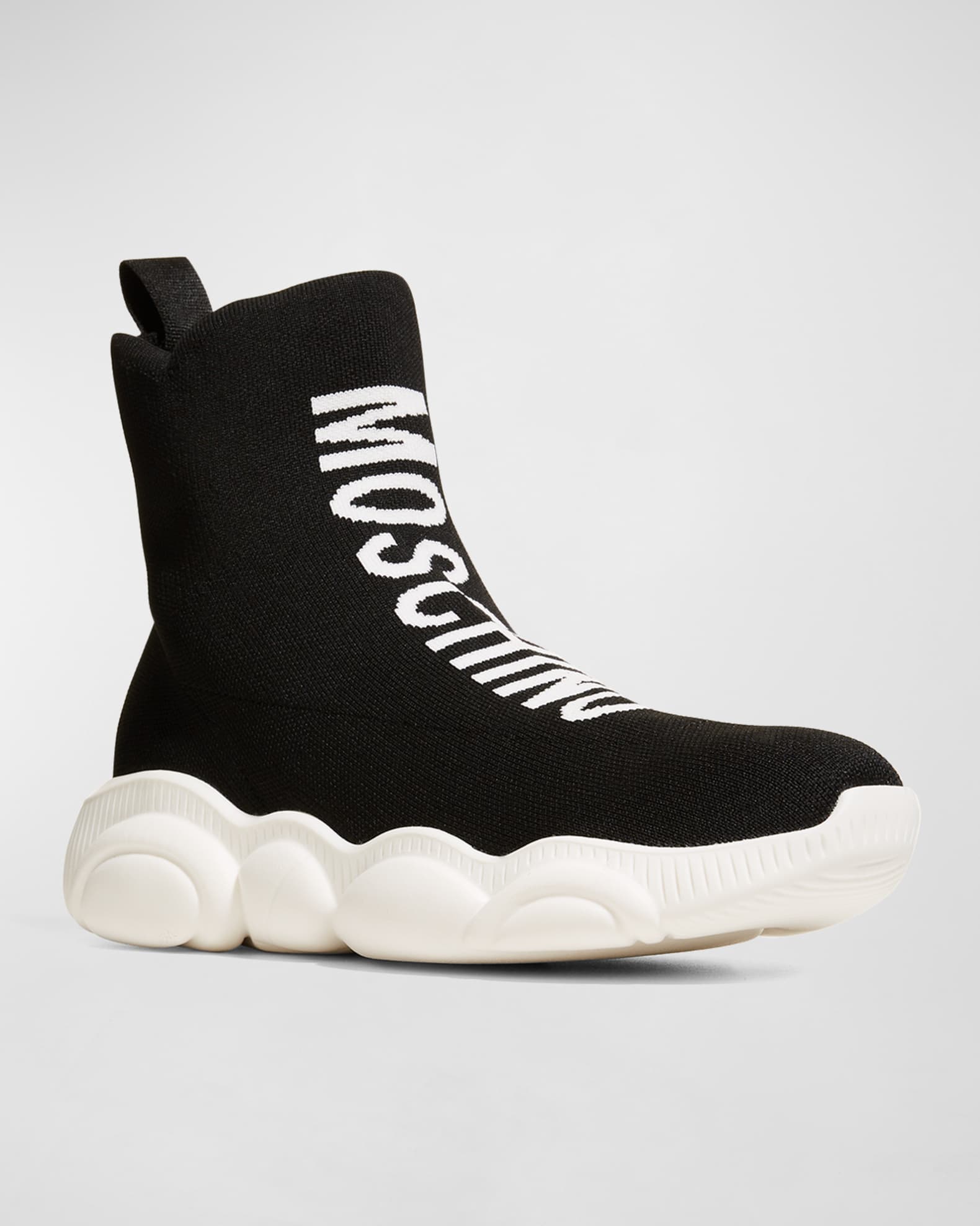 Moschino Men's Sock Logo High-Top Sneakers | Neiman Marcus