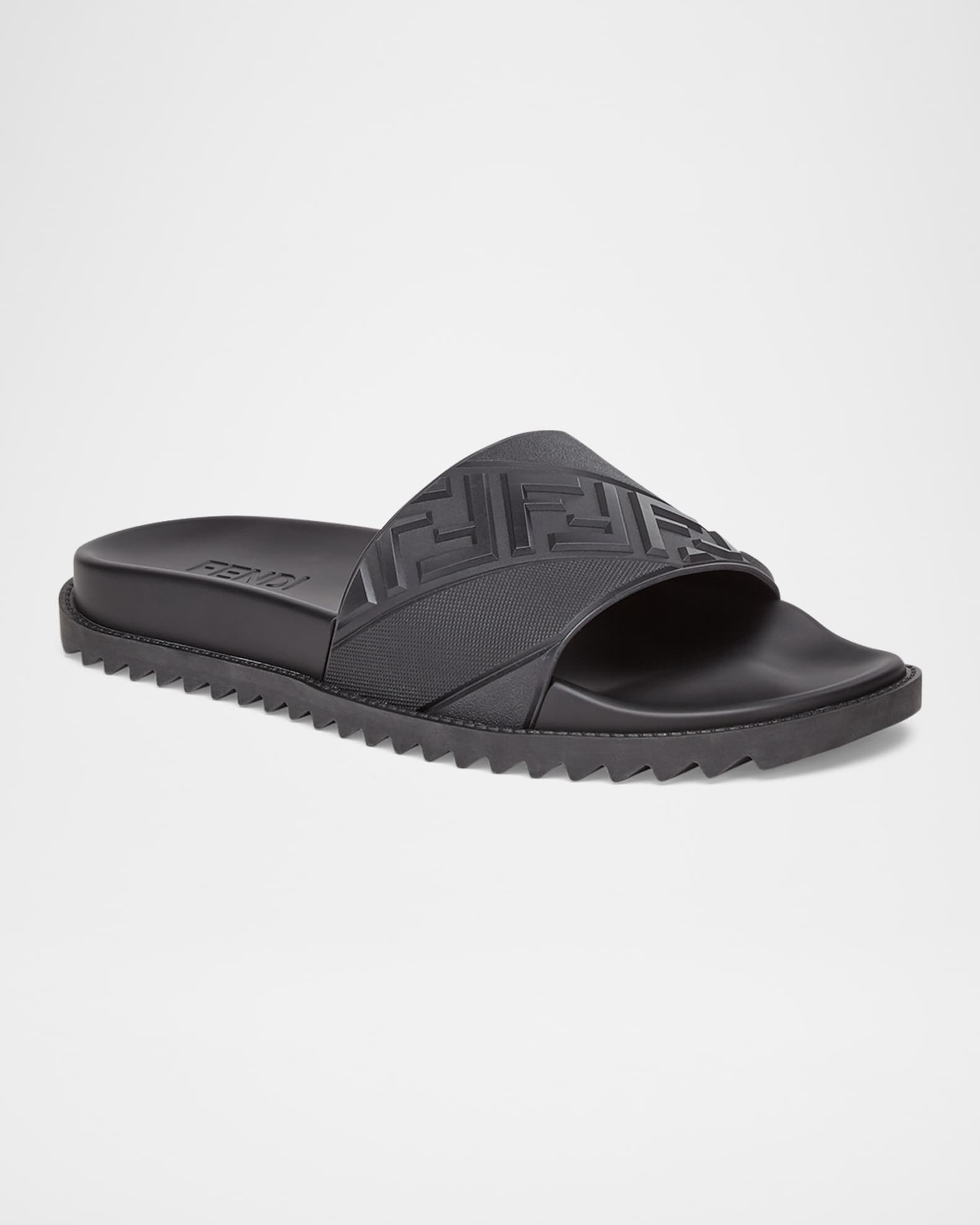 Fendi Men's FF Logo Slide Sandals | Neiman Marcus Fendi Men's FF Logo Slide Sandals | Neiman Marcus