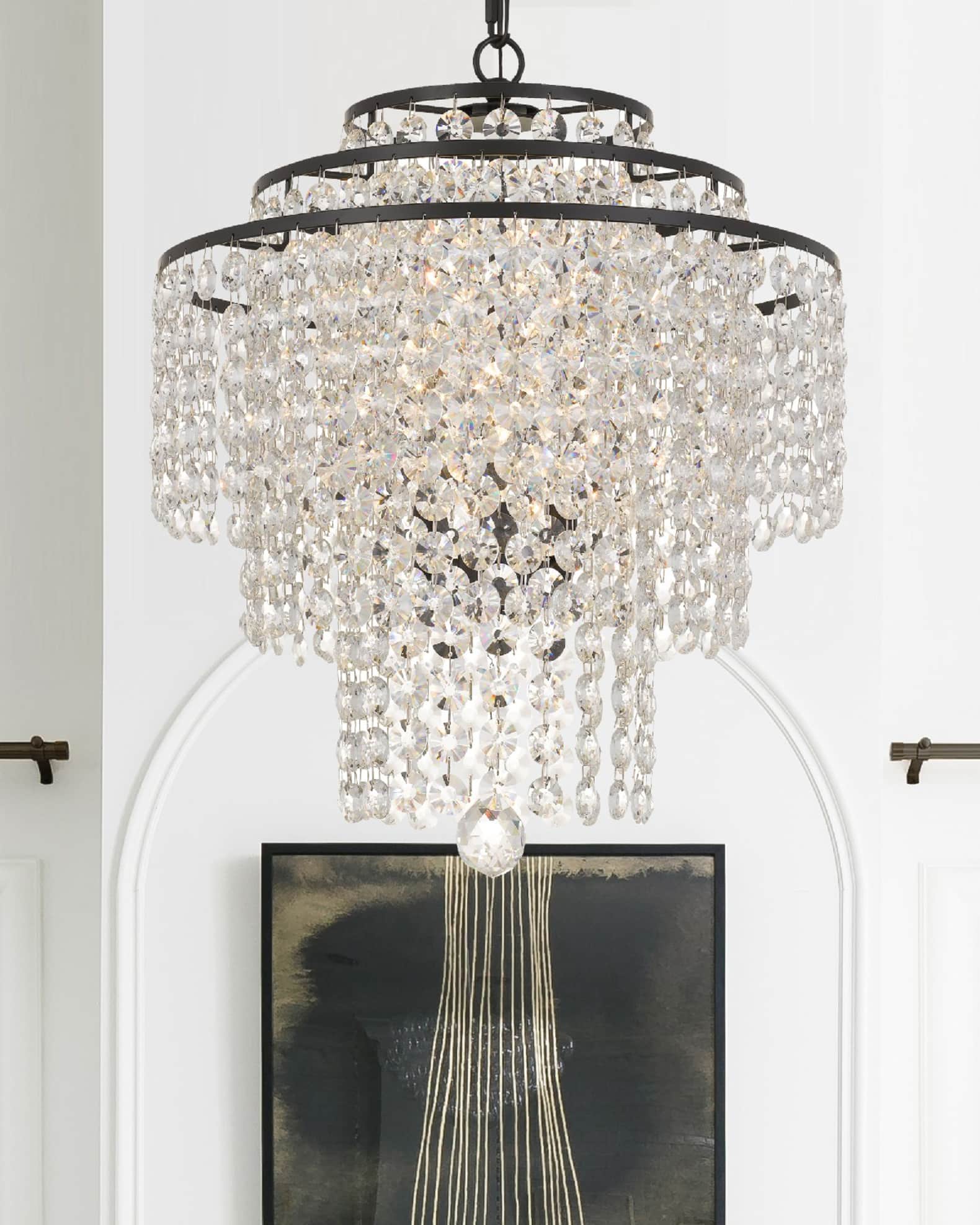 Crystorama Arielle Crystal 18" Bronze Chandelier | Neiman Marcus