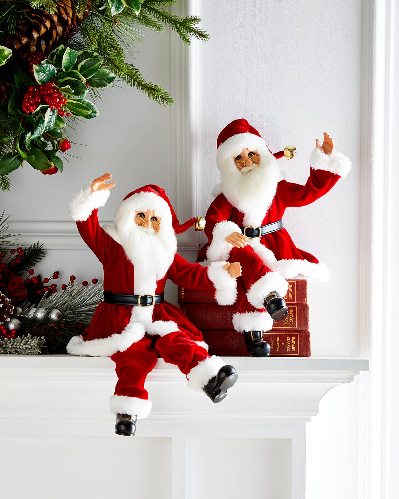 Karen Didion Originals Traditional Poseable Santa Pair | Neiman Marcus