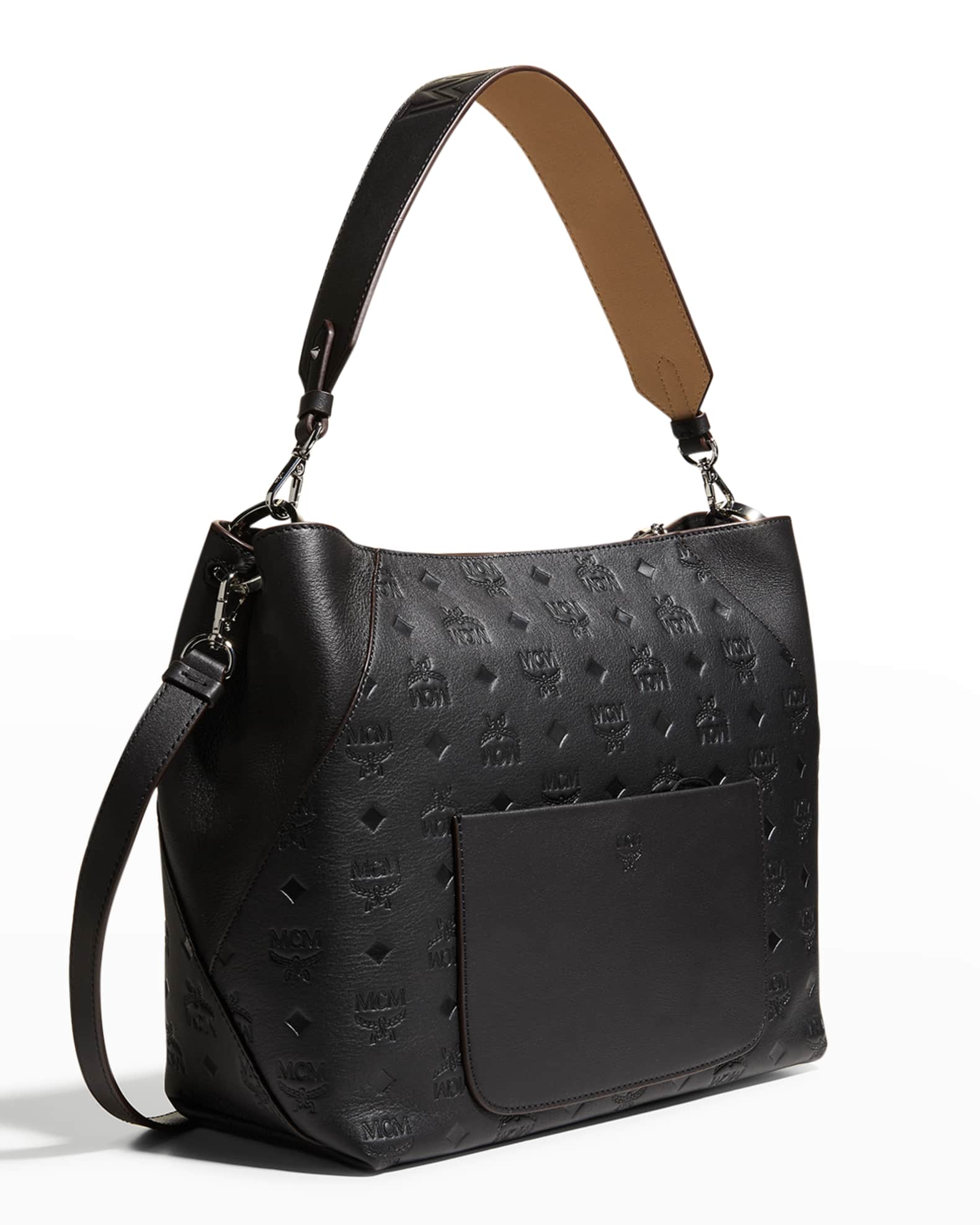 MCM Klara Medium Monogrammed Leather Hobo Bag | Neiman Marcus
