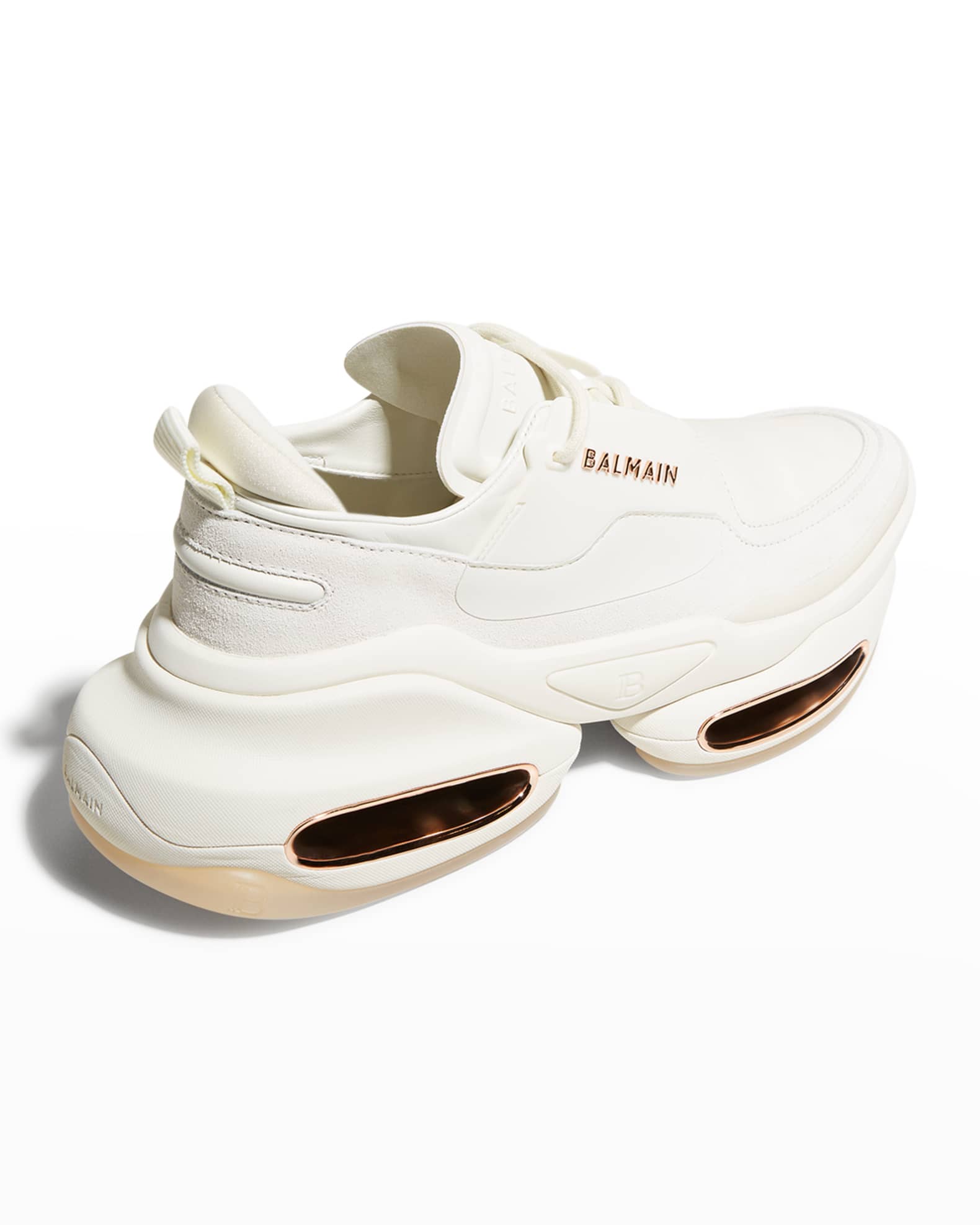 Balmain BBold Mixed Leather Fashion Sneakers | Neiman Marcus