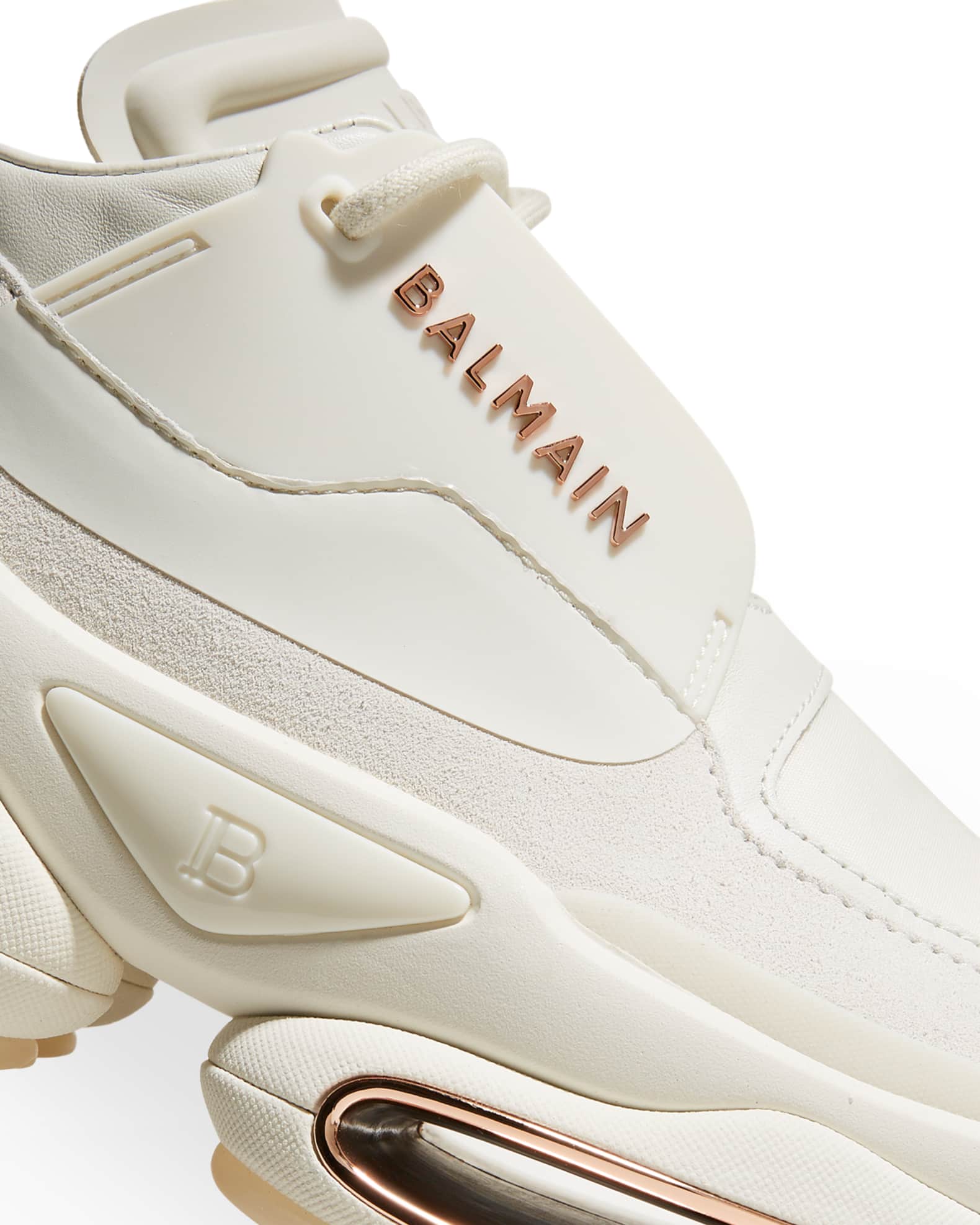 Balmain BBold Mixed Leather Fashion Sneakers | Neiman Marcus