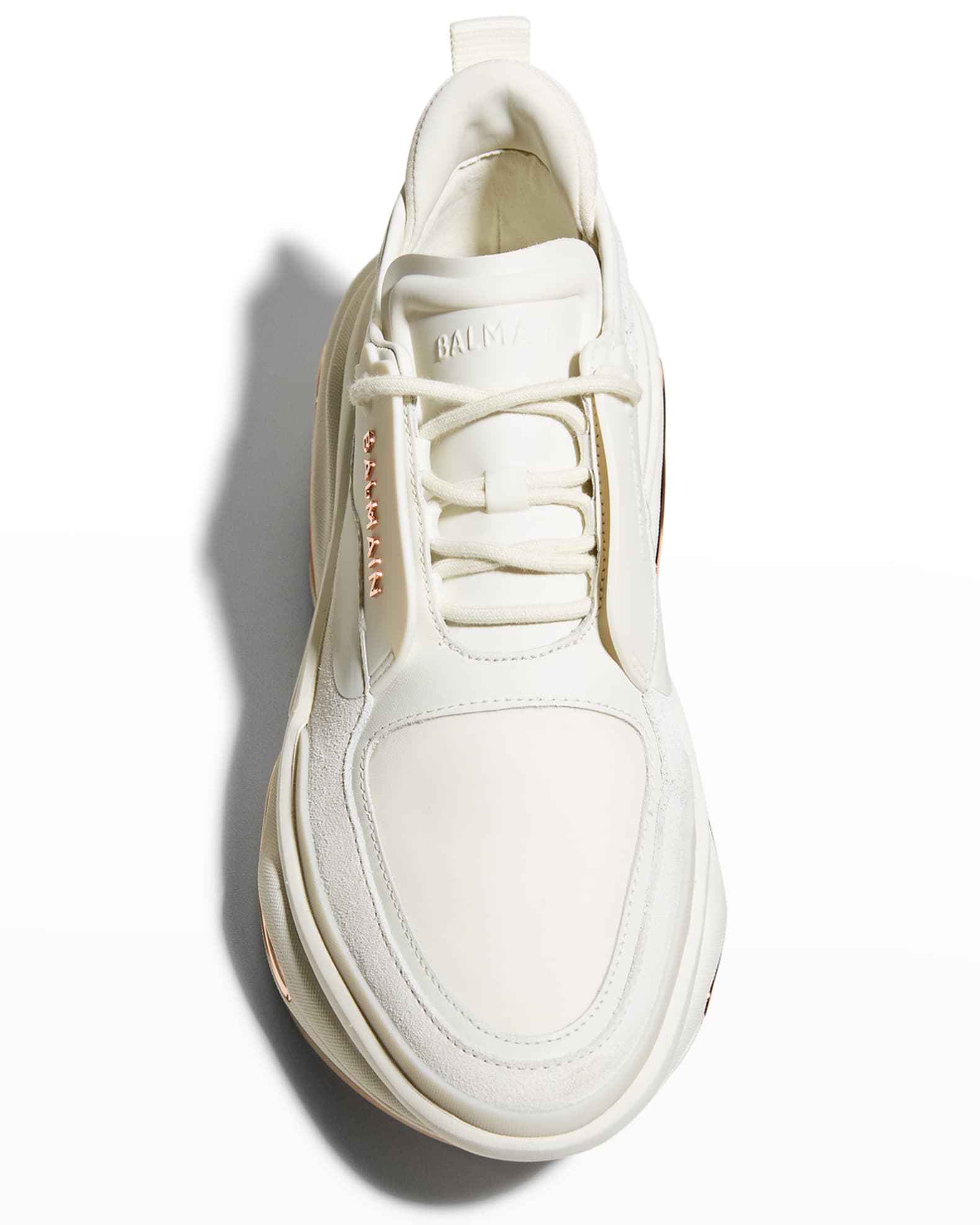 Balmain BBold Mixed Leather Fashion Sneakers | Neiman Marcus